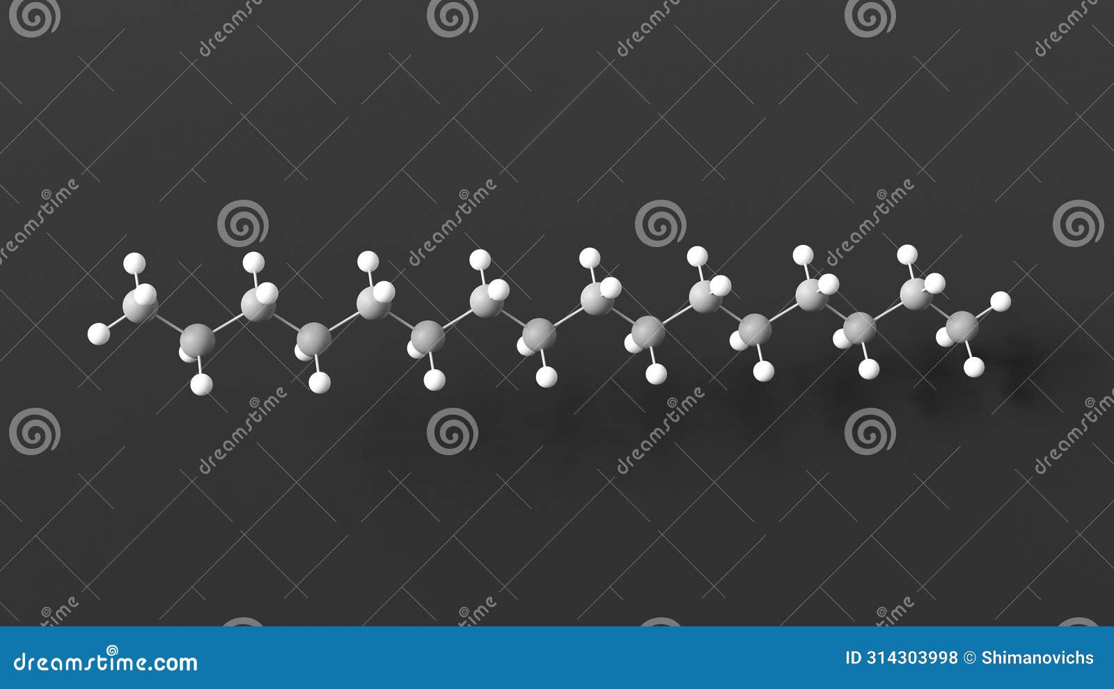 Hexadecane Molecular Structure, Alkane Hydrocarbon, Ball and Stick 3d ...