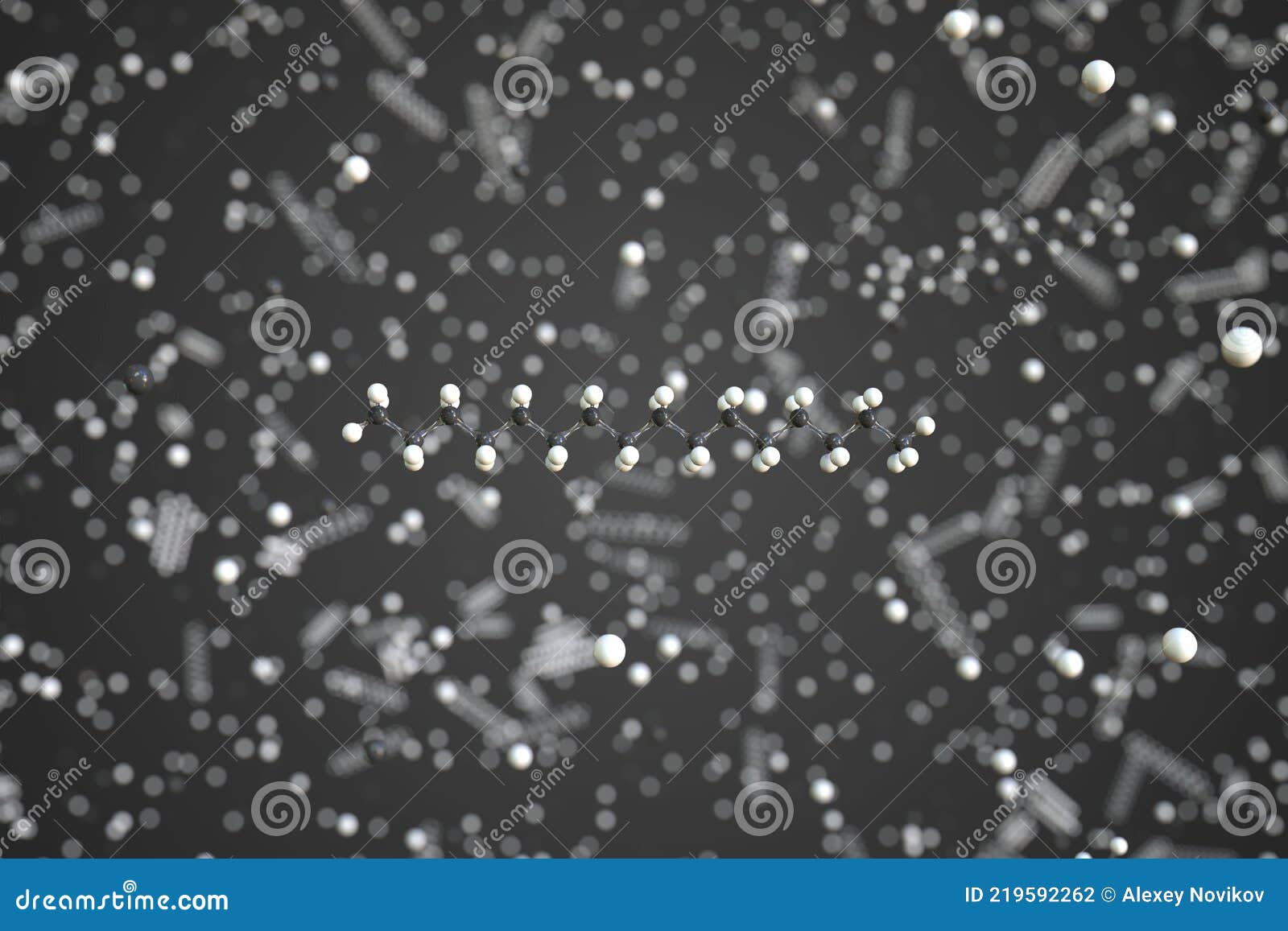 Hexadecane Molecule 3d Rendering, Flat Molecular Structure With ...