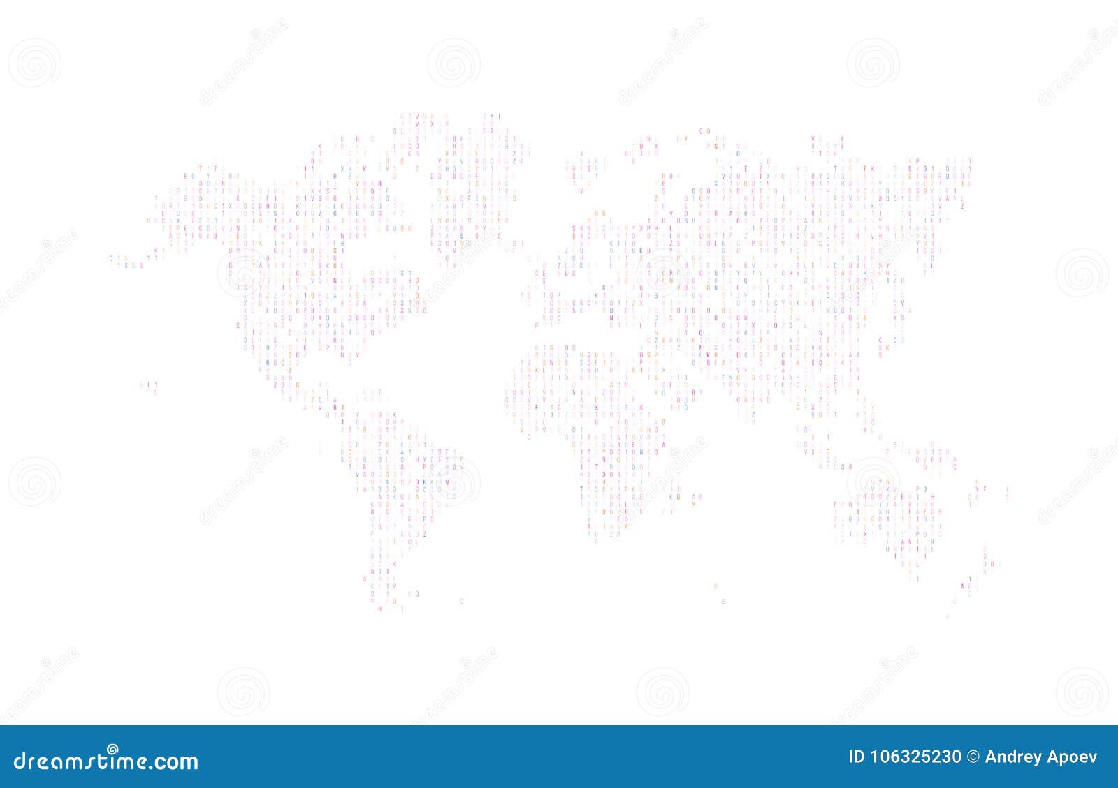 Hexadecimal Computer Code In The Form Of A Silhouette Of The World Map ...
