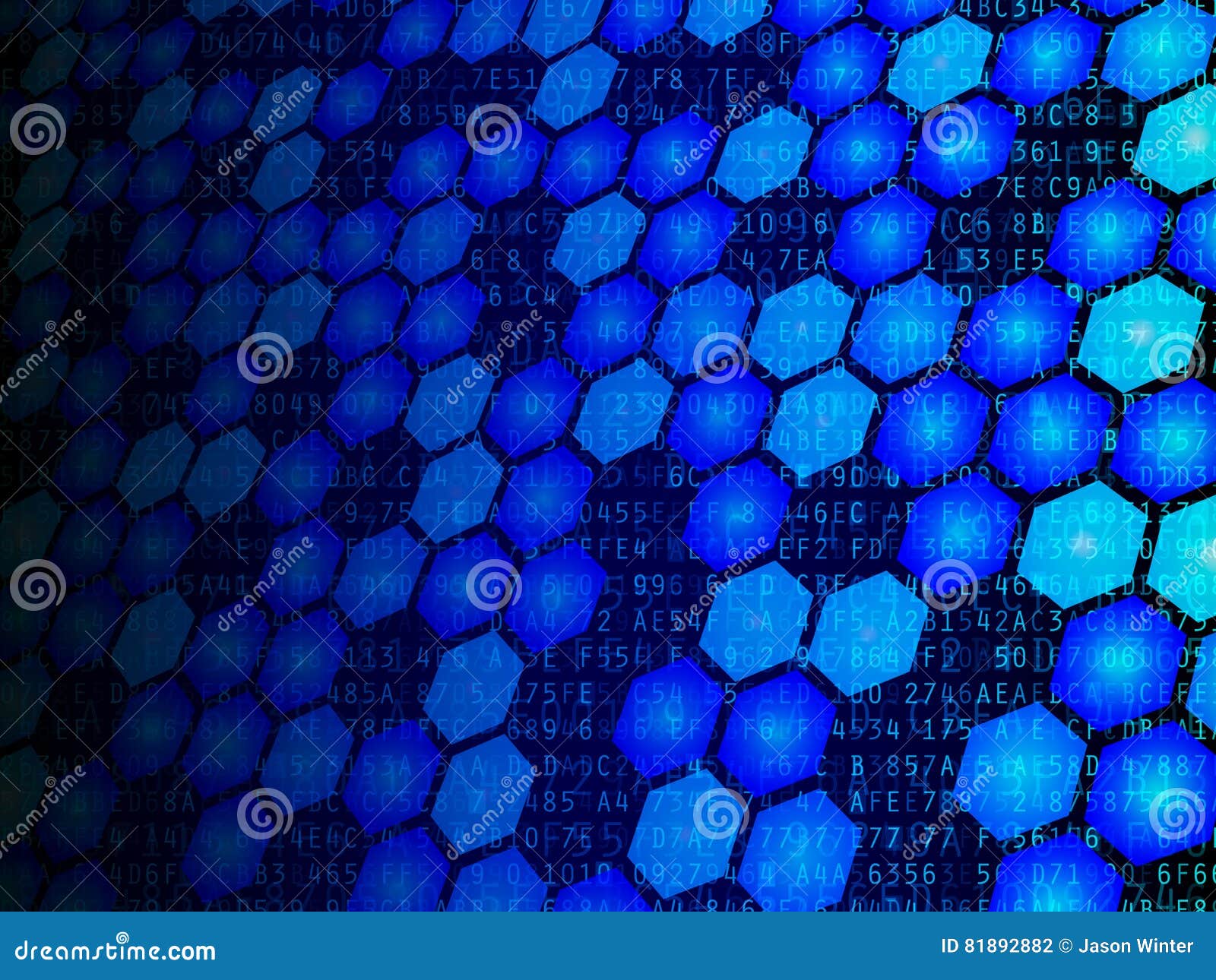 Hexadecimal Hexagons stock illustration. Illustration of code - 81892882