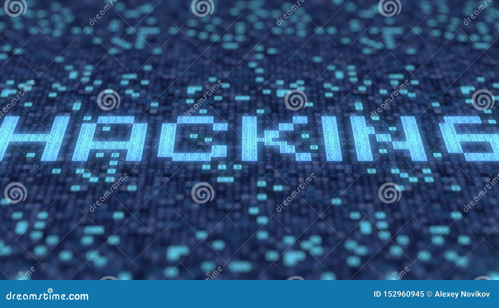 Hexadecimal Symbols On A Blue Computer Display Compose Hacking Word 3d Rendering Stock