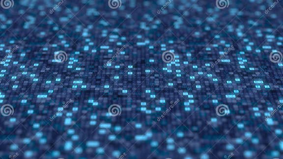 Hexadecimal Symbols Flashing on a Blue Computer Screen. 3D Rendering Stock Illustration ...
