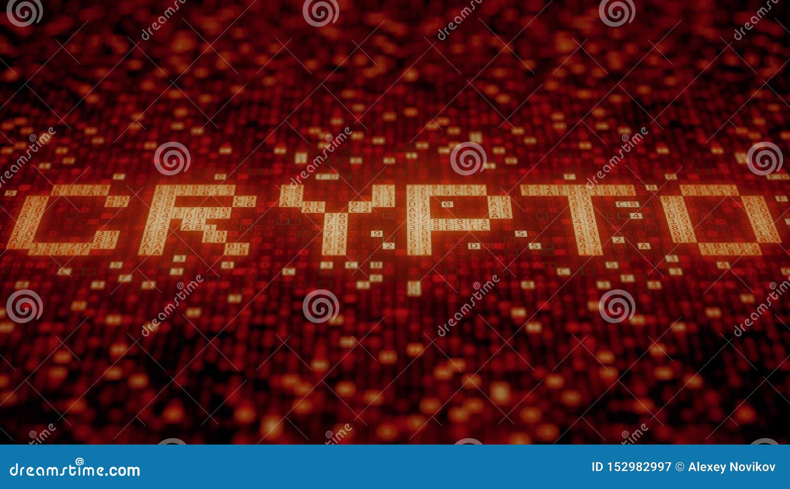 Hexadecimal Symbols on a Red Display Compose CRYPTO Word. Loopable 3D Animation Stock Video ...
