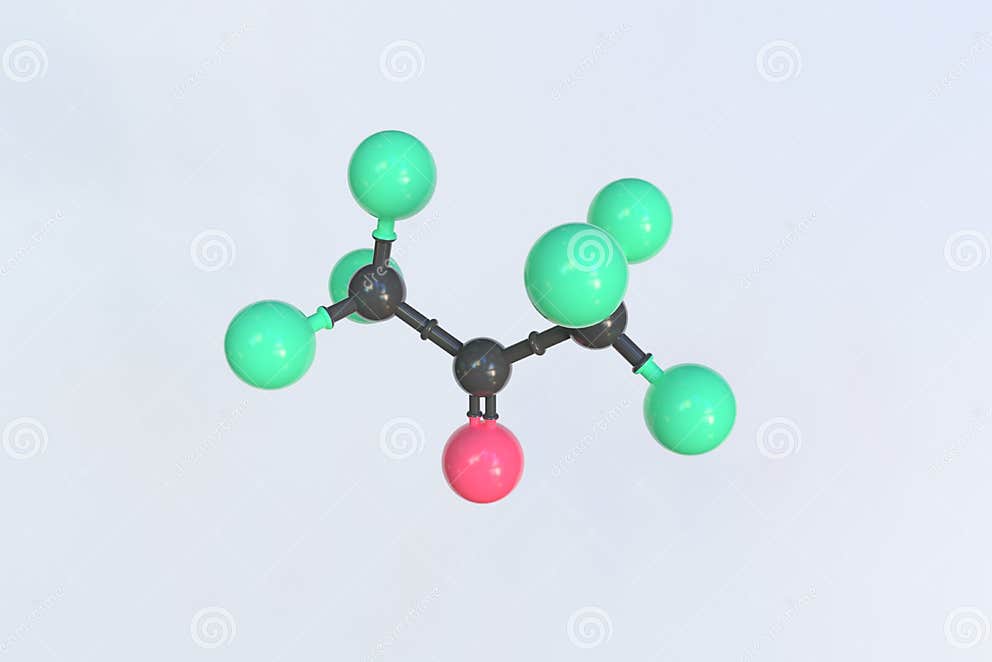Hexafluoro-2-propanone Molecule, Isolated Molecular Model. 3D Rendering ...