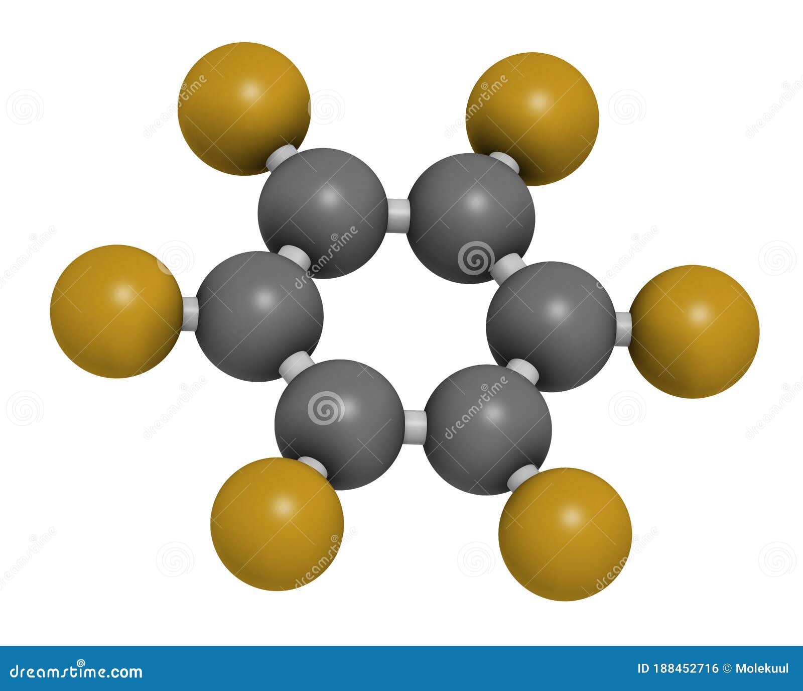 Hexafluorobenzene Molecule. 3D Rendering Stock Illustration ...