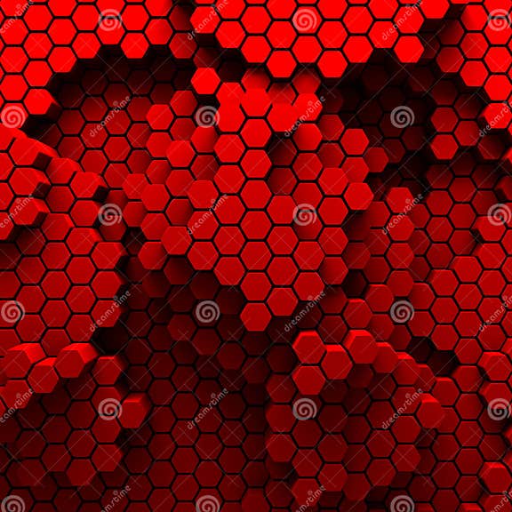 Hexagon Abstract Chaotic Red Bricks Wall Background Stock Illustration ...