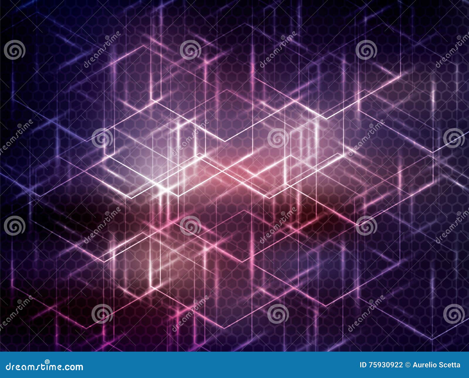 Hexagon Abstract Science Technology Purple Background. Stock Vector ...