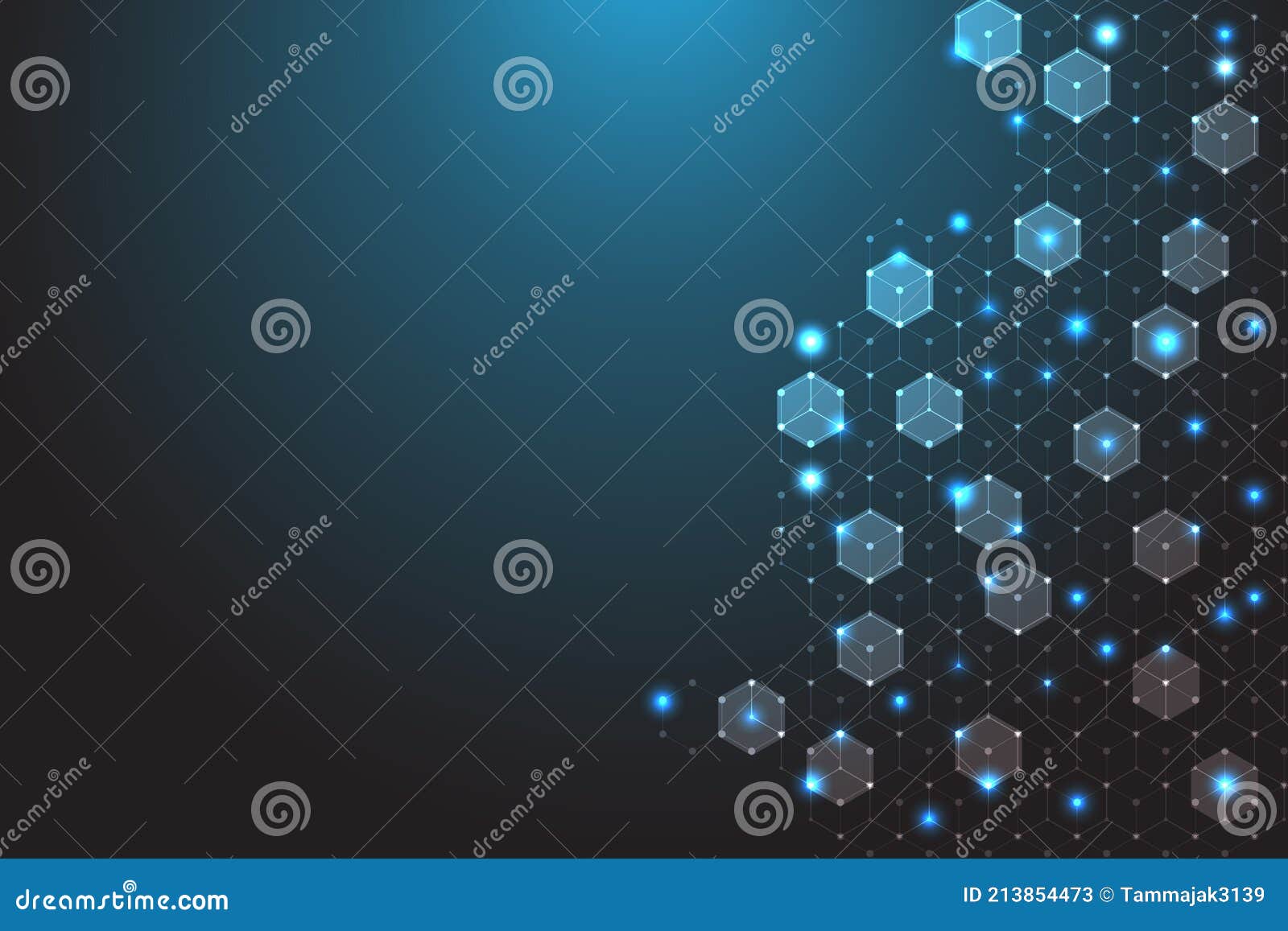 Hexagon Abstract Technology Background. Data Structure Connection Model ...