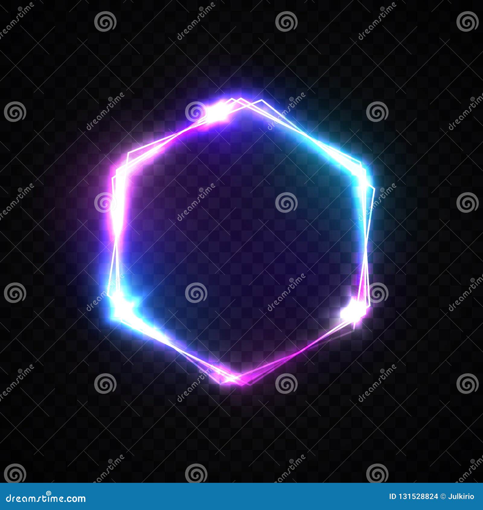 Hexagon Background with Neon Lights on Transparent Stock Vector ...