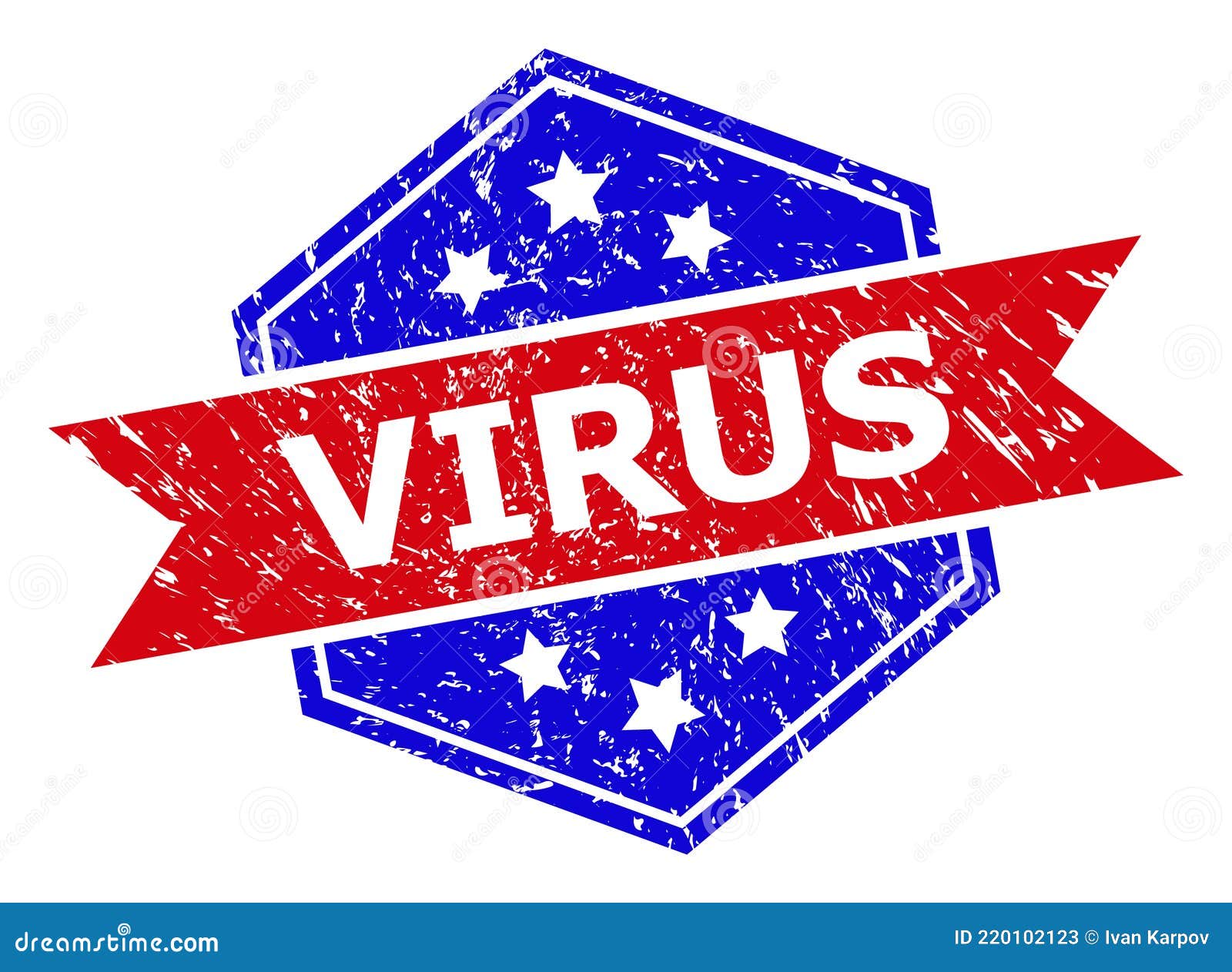 Hexagon Bicolor VIRUS Seal with Grunge Surface Stock Vector ...