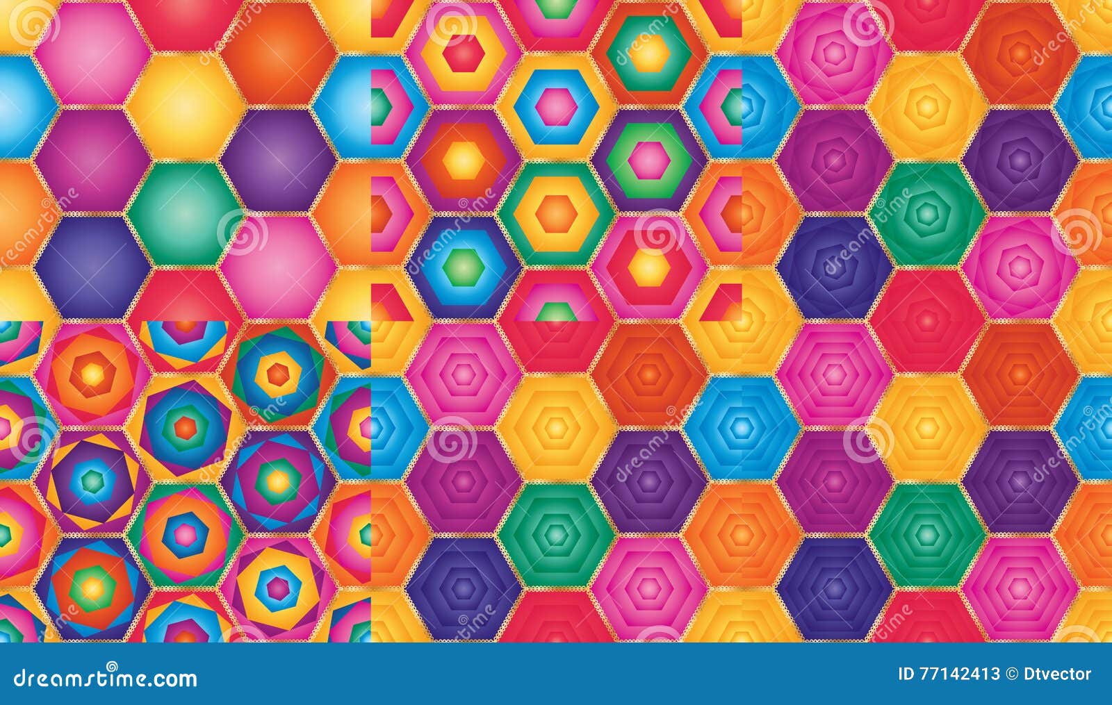 Hexagon Big Bright Layer Set Seamless Pattern Stock Vector ...