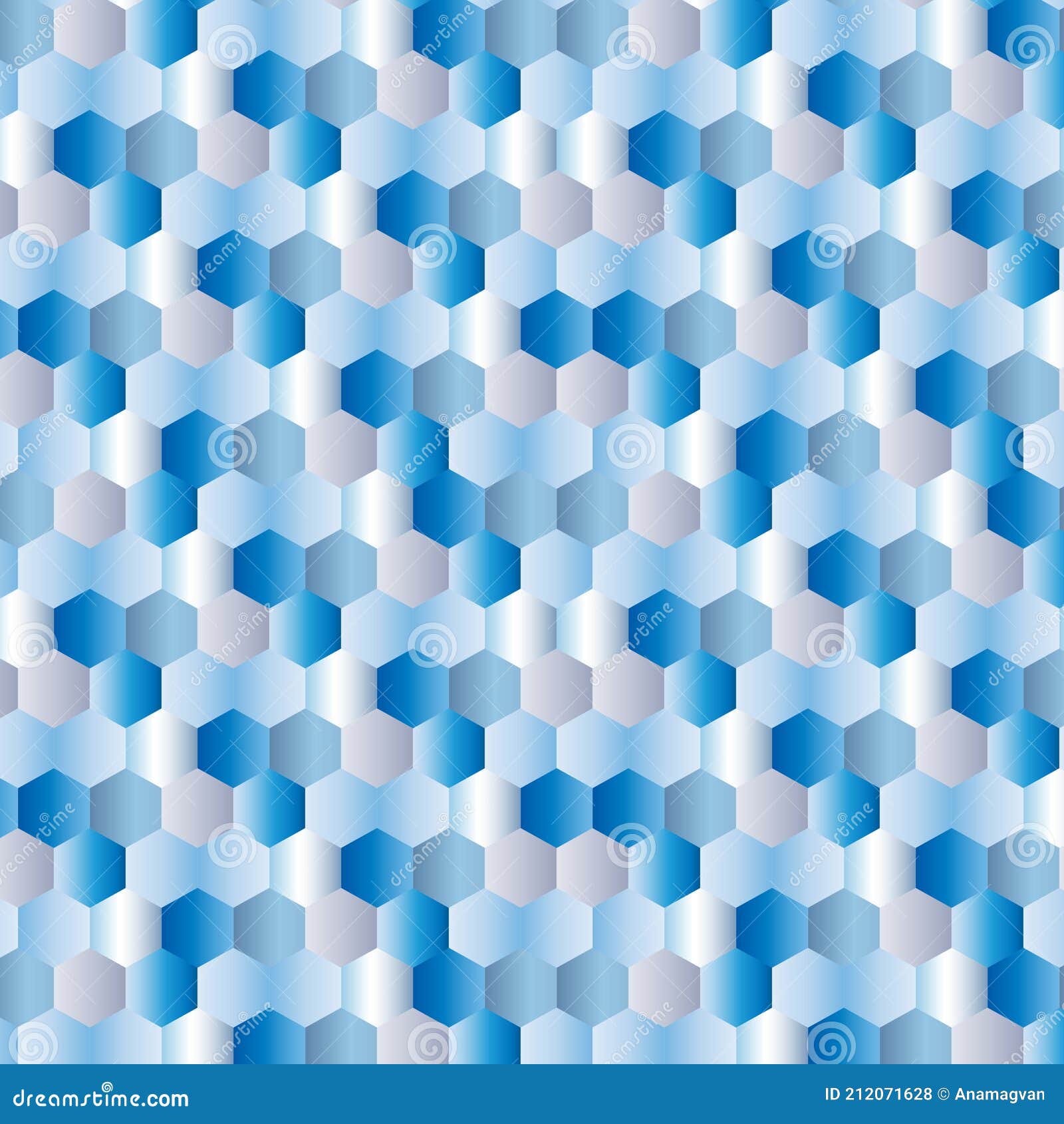 Vector. Blue Geometric Hexagons Seamless Pattern. Stock Vector ...