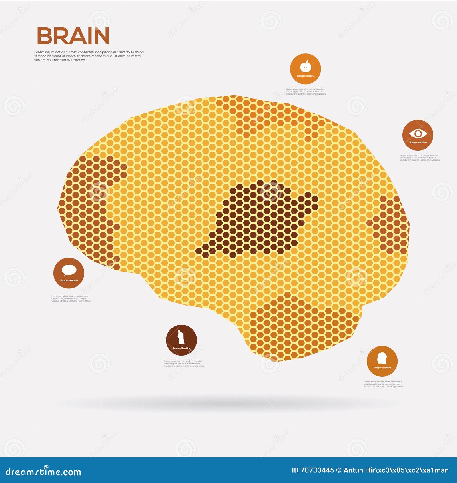 Hexagon Brain Hive. Infographics Stock Vector - Illustration of data ...