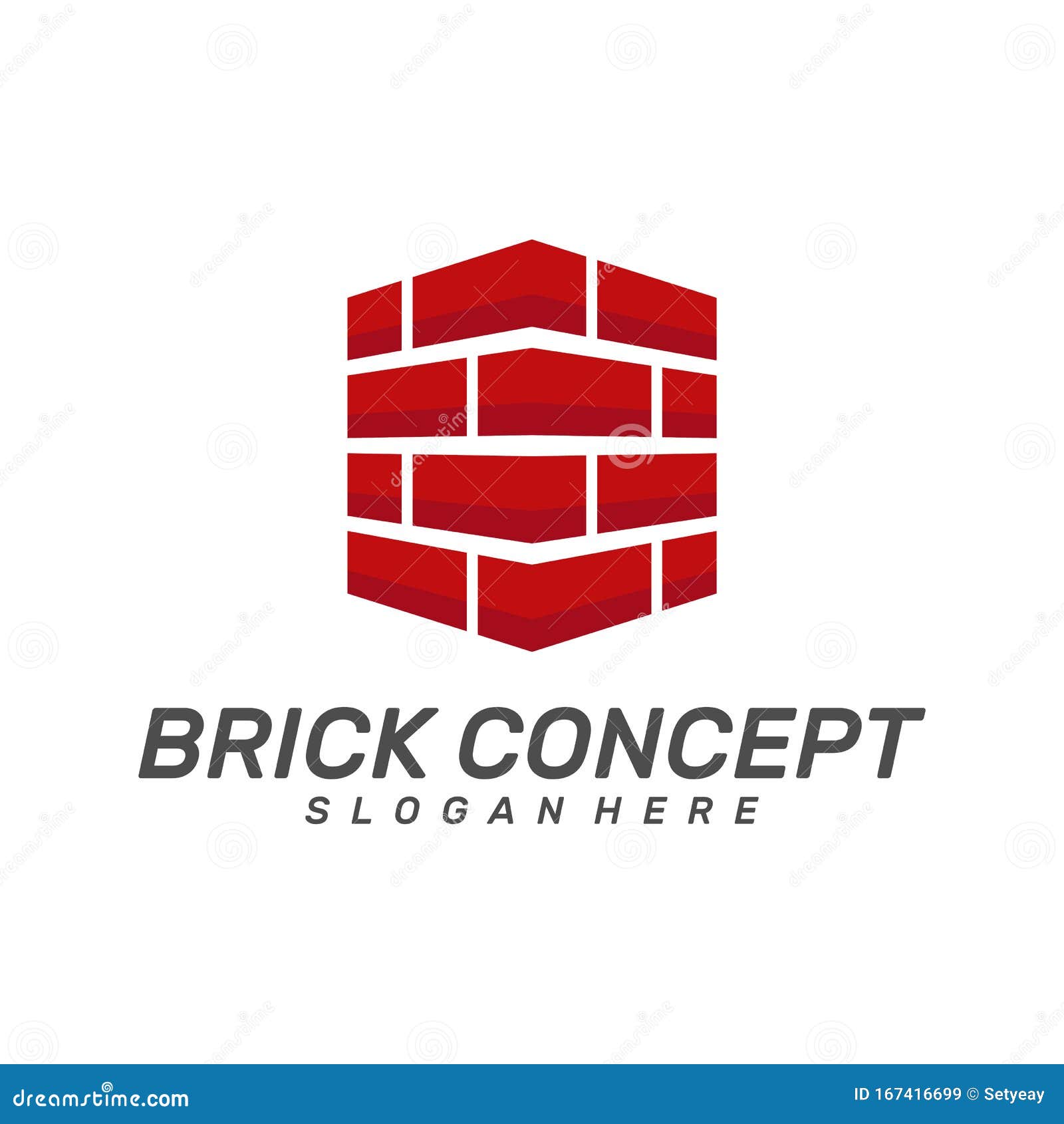Hexagon Brick Building Logo Design Vector, Brickwork Simple Modern Logo ...