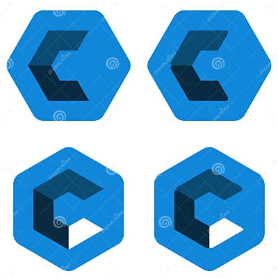 Hexagon C Logo in Different Positions. Three Dimensional Stock Vector ...