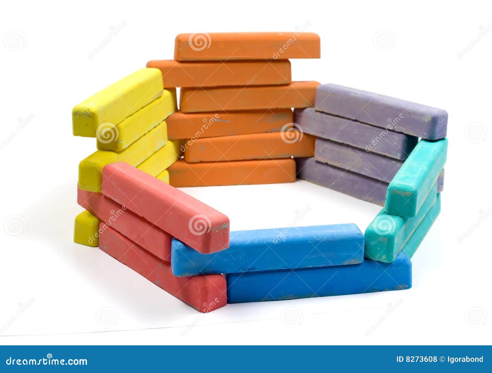 Hexagon From Children Colored Chalk Picture. Image: 8273608