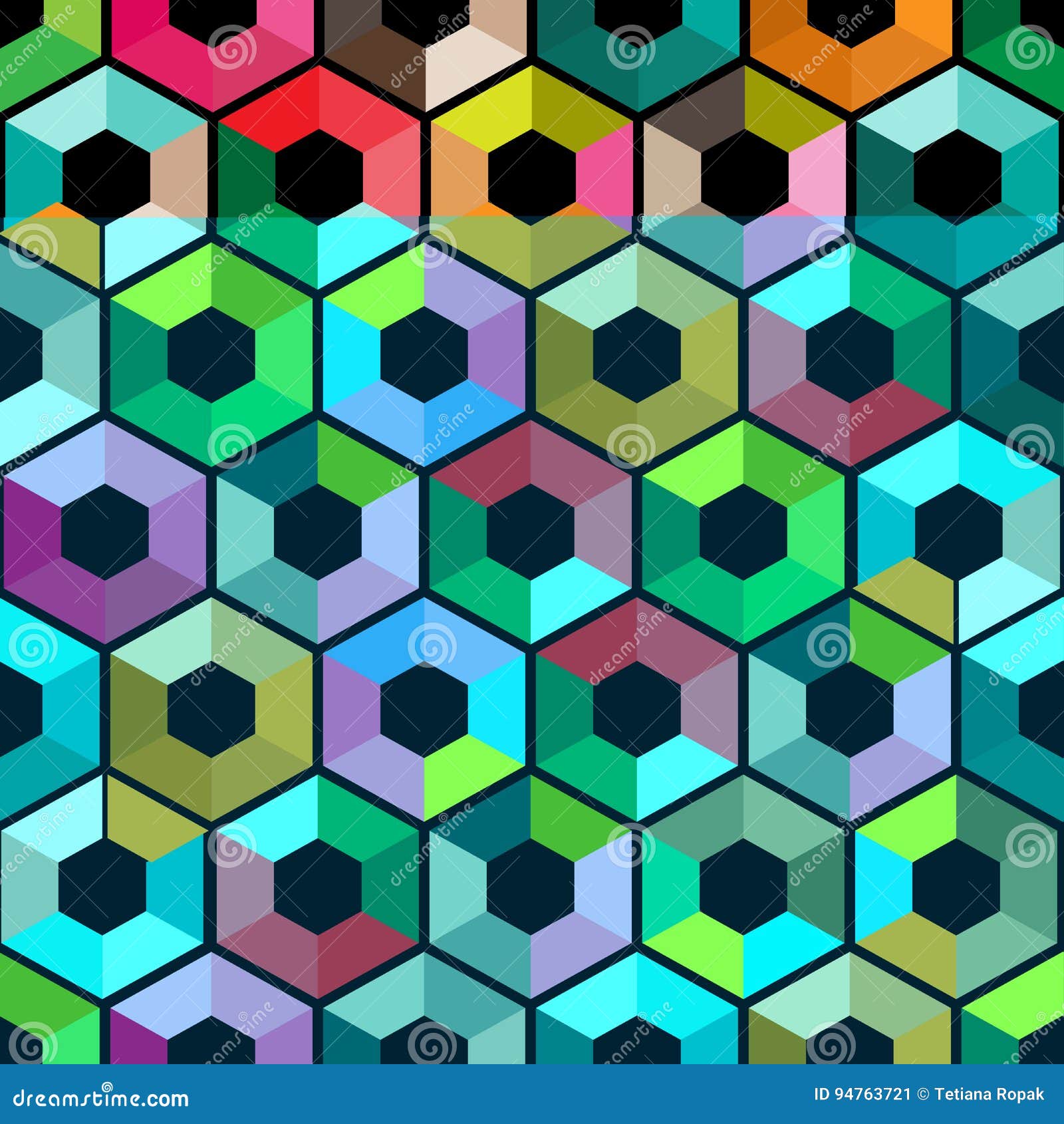 Hexagon with Color Triangles.Abstract Seamless Background. Vector ...