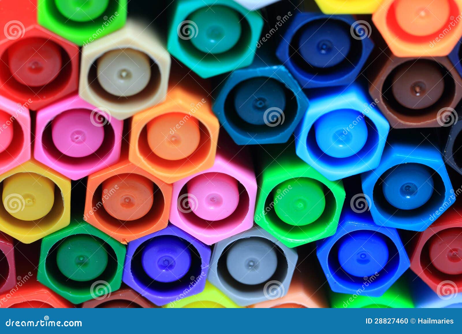 Hexagon Colorful Pens stock photo. Image of green, hexagon - 28827460