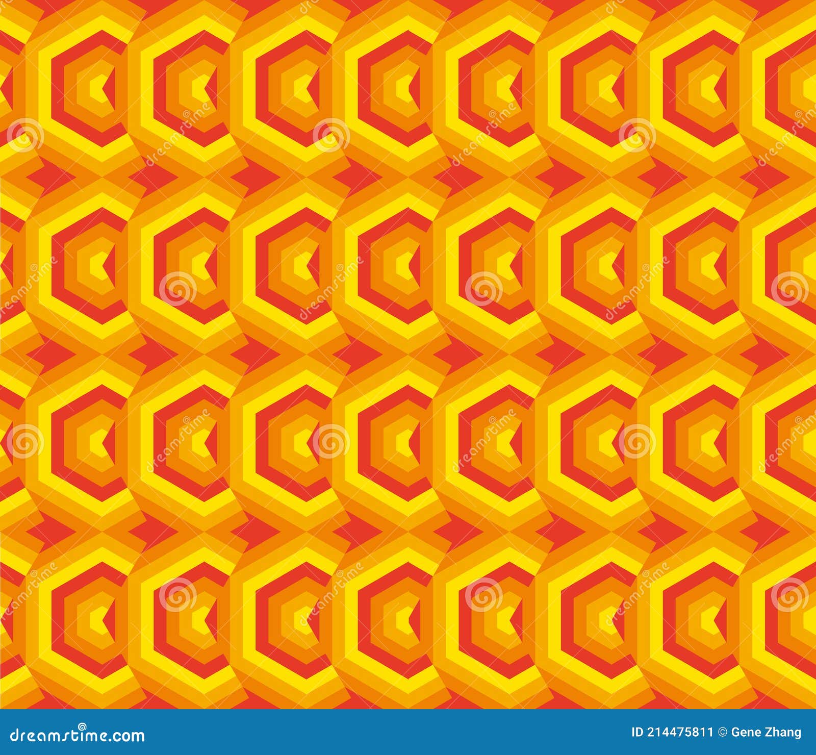Repeated Hexagon Pattern in Yellow and Orange Stock Illustration ...