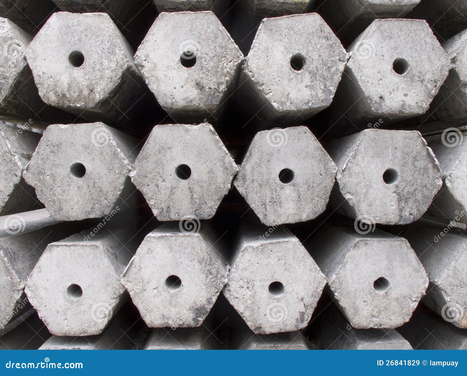 Hexagon concrete pillar stock image. Image of storage - 26841829