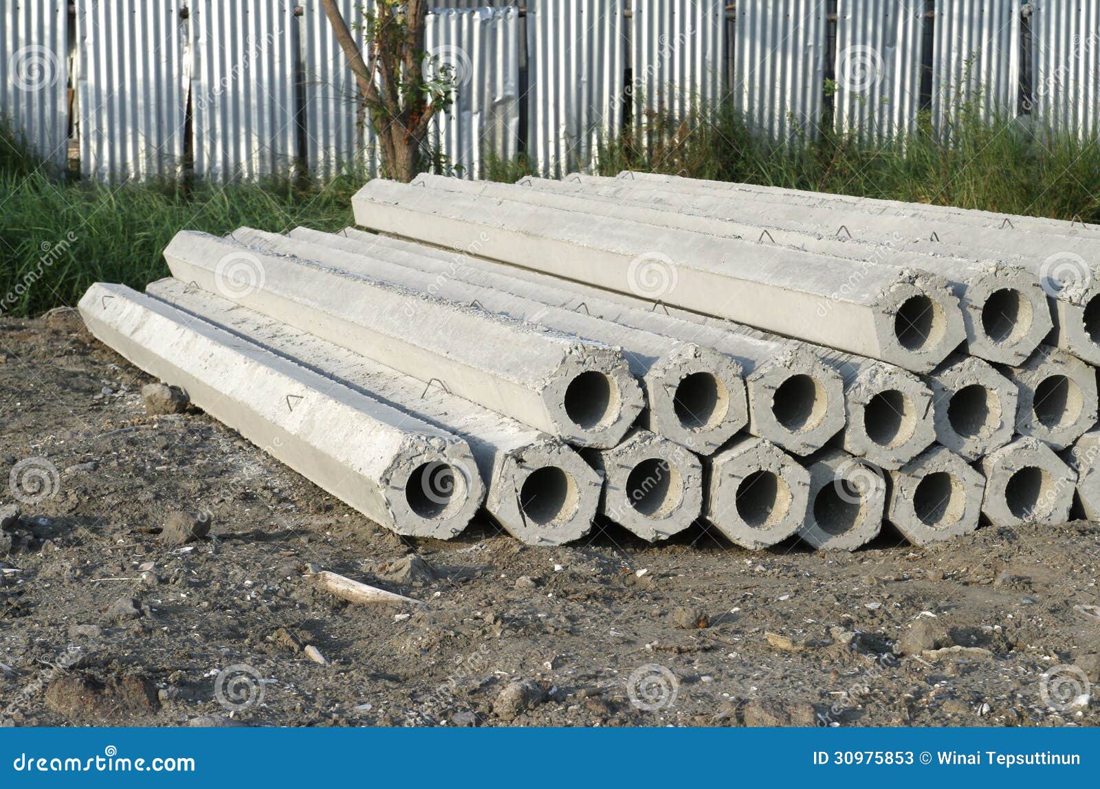 Hexagon concrete pole stock image. Image of site, outdoor - 30975853