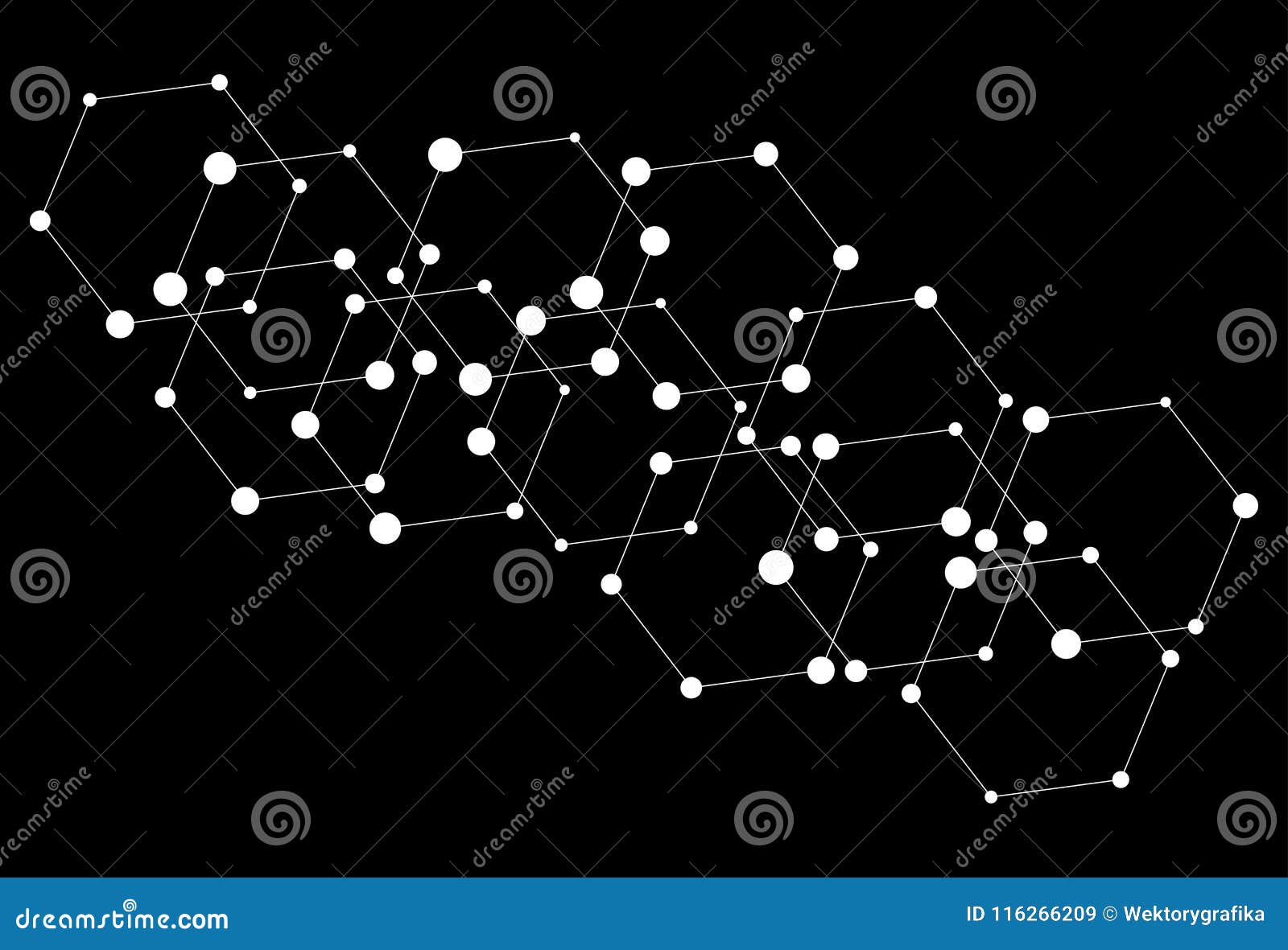 Hexagon Connected Dots Background, Abstract Molecule Wallpaper Stock ...