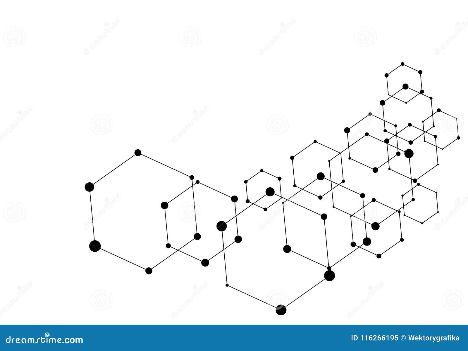 Hexagon Connected Dots Background, Abstract Molecule Wallpaper Stock ...