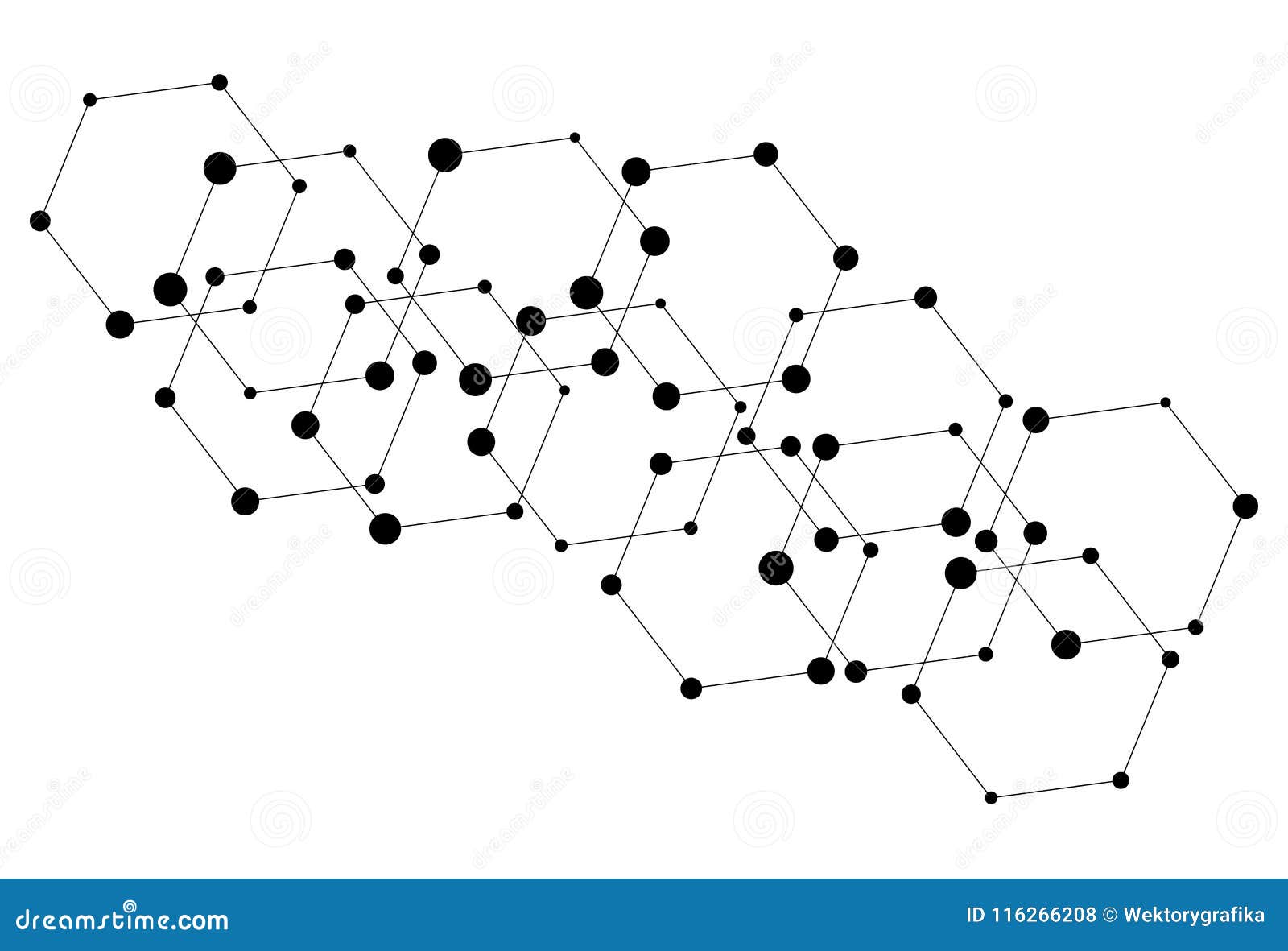 Hexagon Connected Dots Background, Abstract Molecule Wallpaper Stock ...