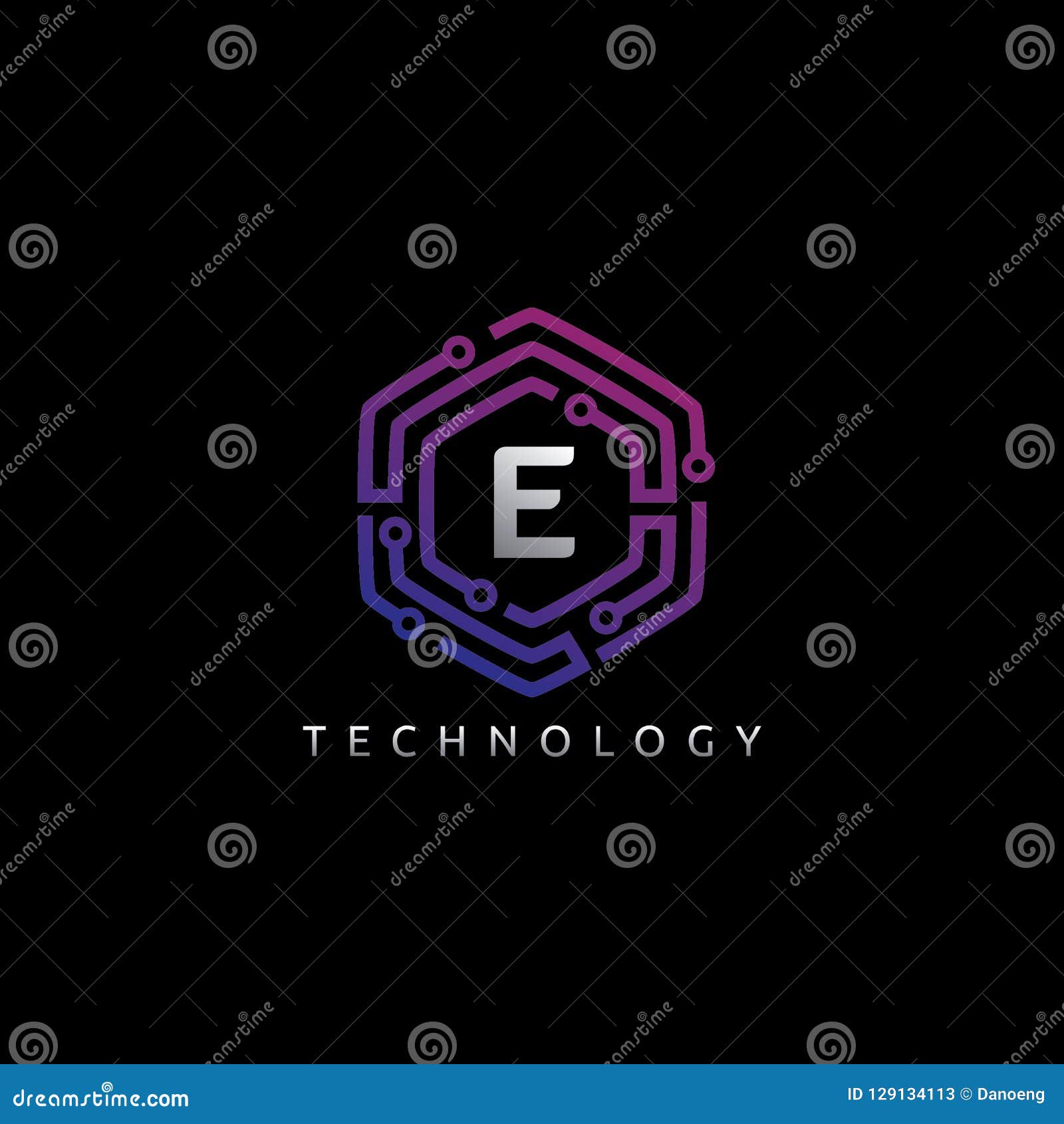 Hexagon Connection E Letter Technology Logo Stock Illustration ...