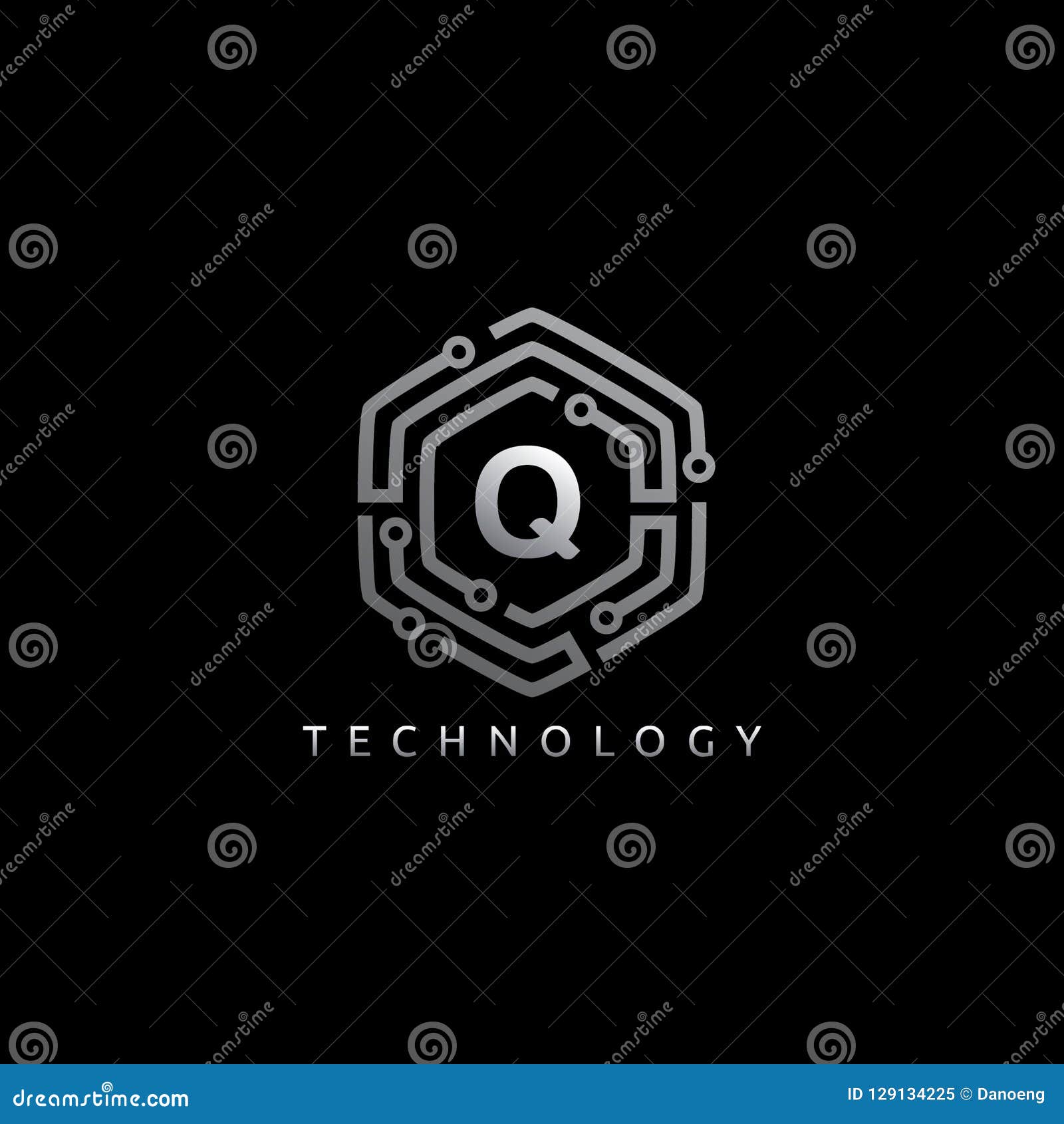 Hexagon Connection Q Letter Technology Logo Stock Illustration ...