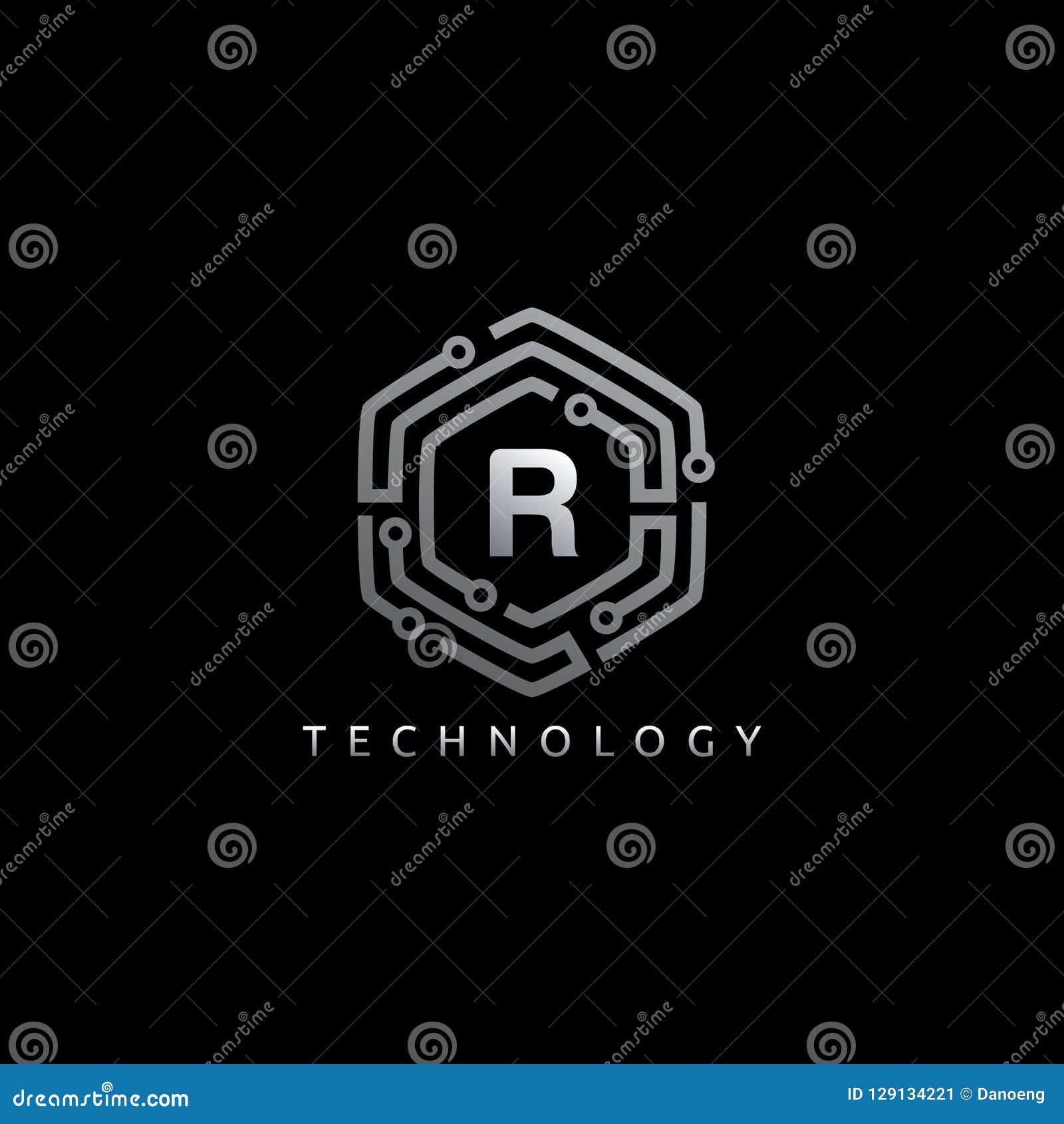Hexagon Connection R Letter Technology Logo Stock Illustration ...