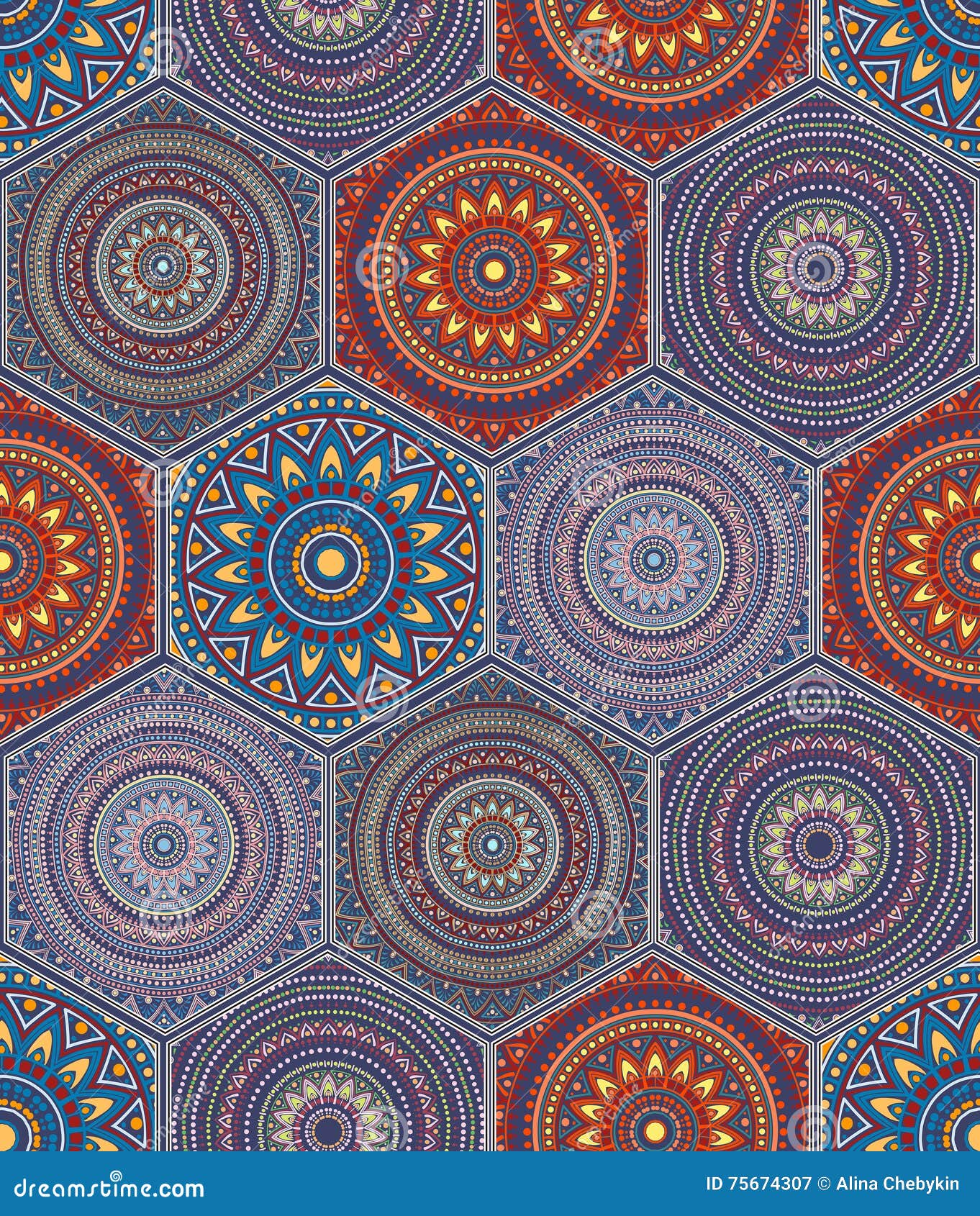 Hexagon Design Elements with Moroccan Motif Stock Vector - Illustration ...