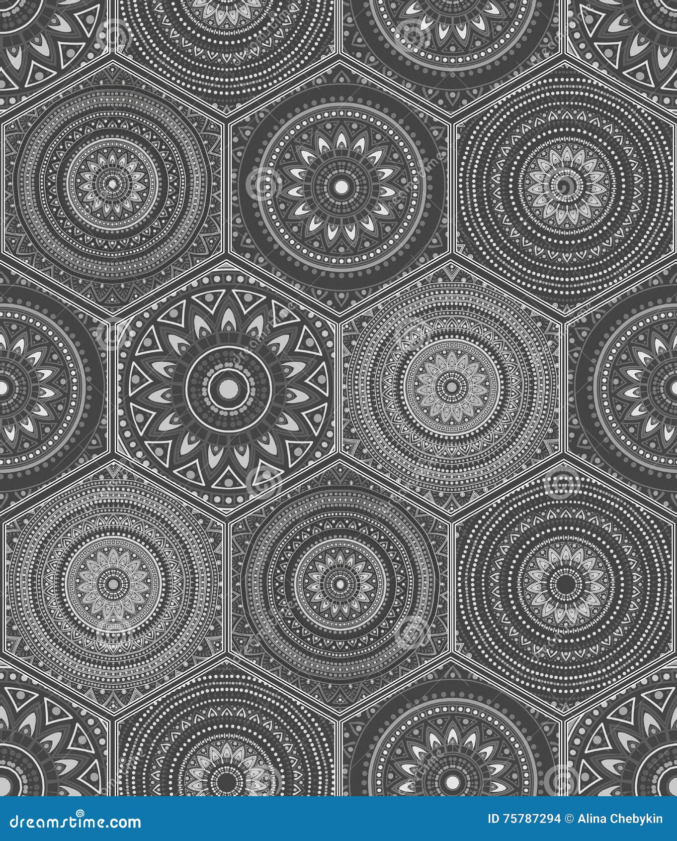 Hexagon Design Elements with Moroccan Motif Stock Vector - Illustration ...