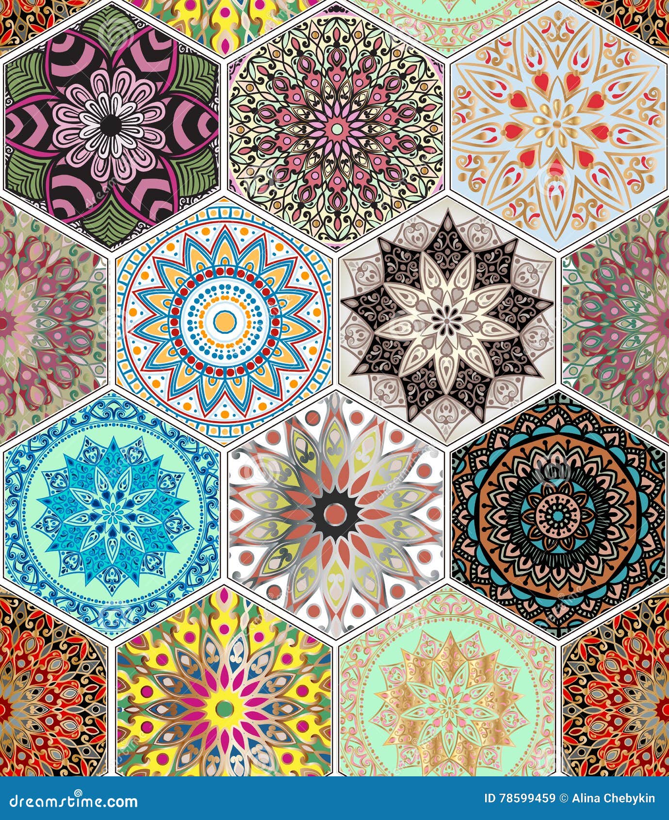 Hexagon Design Elements with Moroccan Motif Stock Vector - Illustration ...