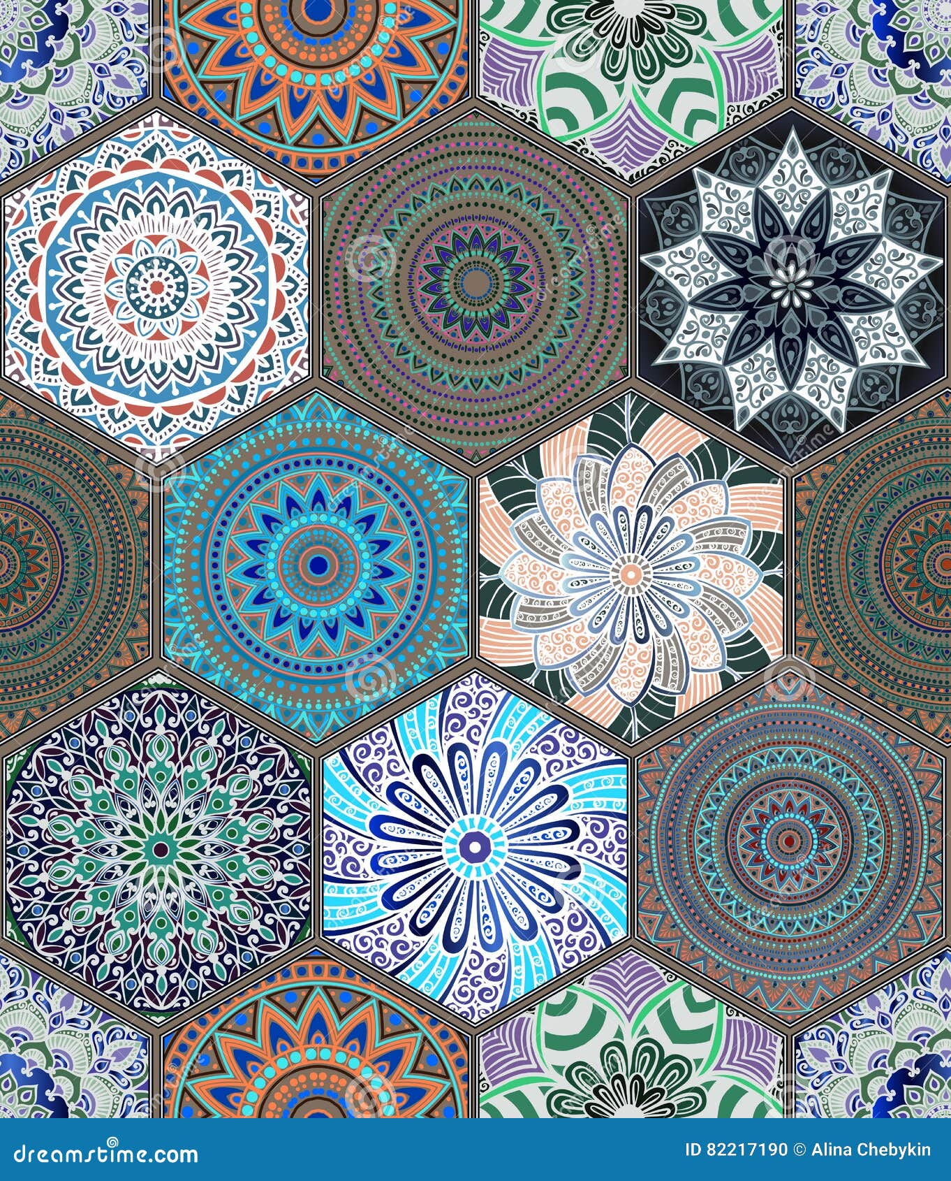 Hexagon Design Elements with Moroccan Motif Stock Vector - Illustration ...