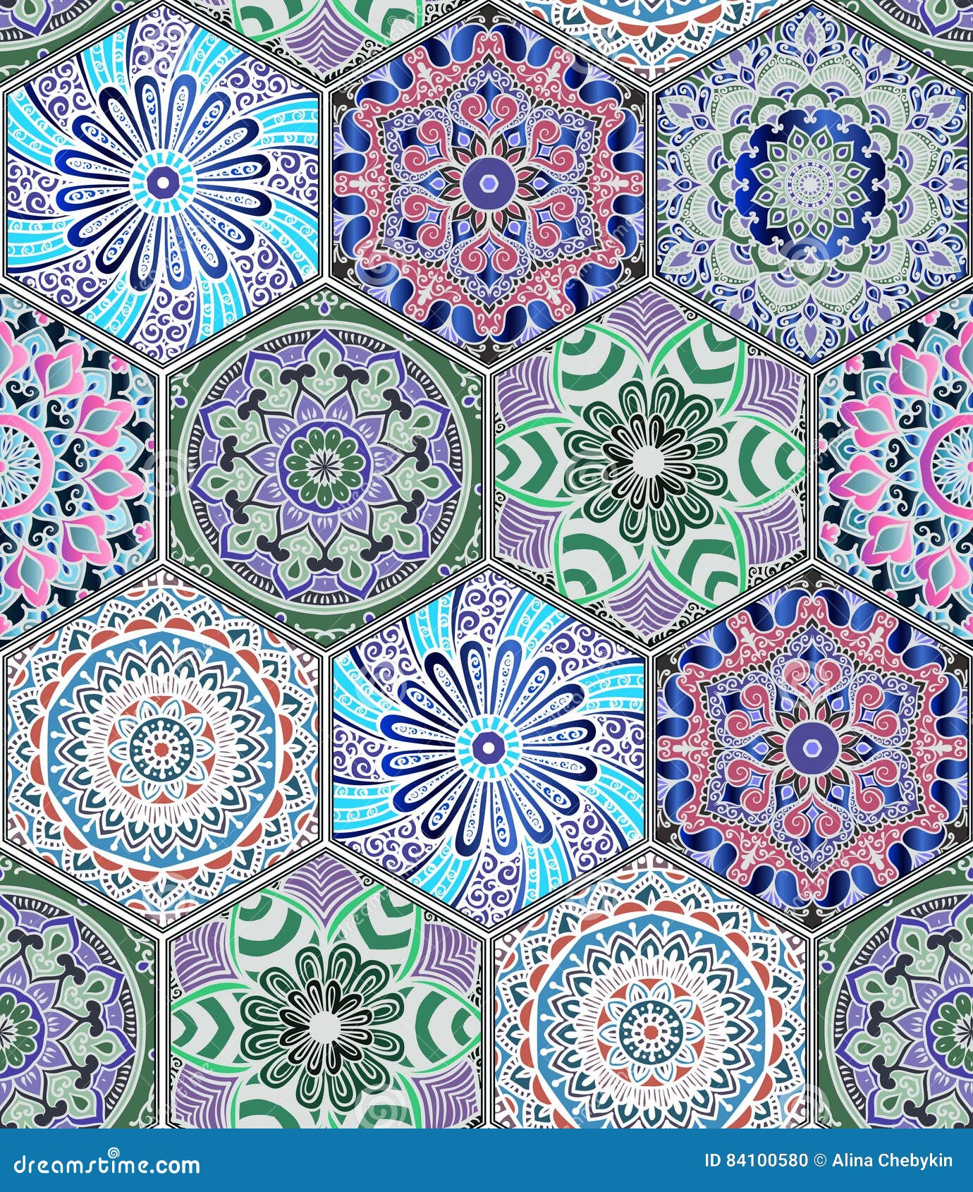 Hexagon Design Elements with Moroccan Motif Stock Vector - Illustration ...