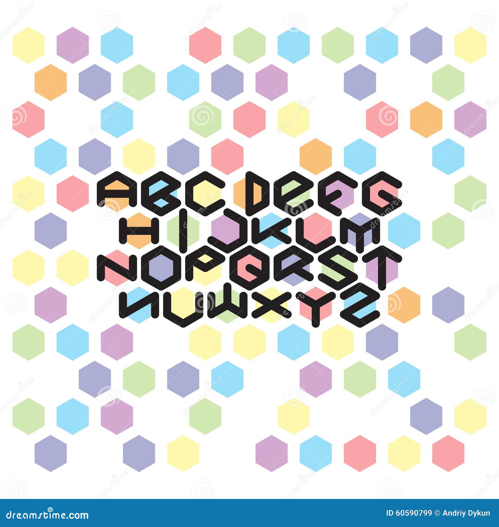 Hexagon Font stock vector. Illustration of object, alphabetical - 60590799
