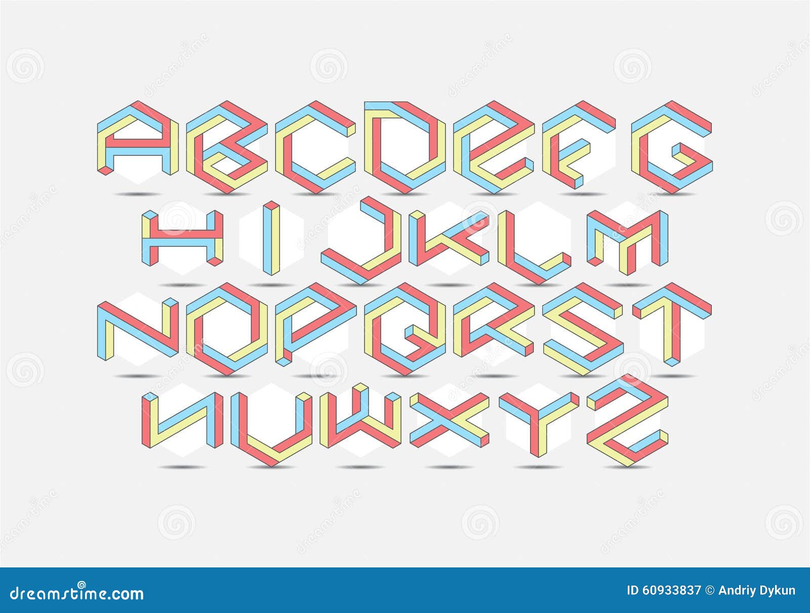 Hexagon Font set stock vector. Illustration of letter - 60933837