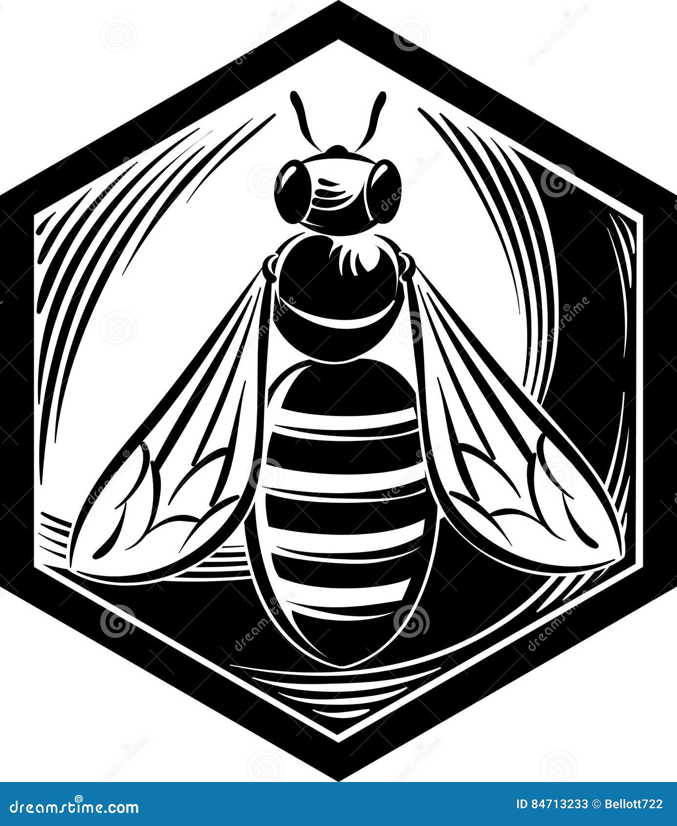 Hexagon frame with bee. stock illustration. Illustration of beekeeping ...