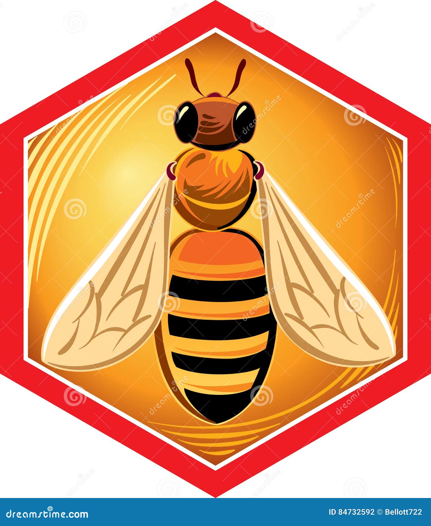 Hexagon frame with bee. stock illustration. Illustration of hexagon ...