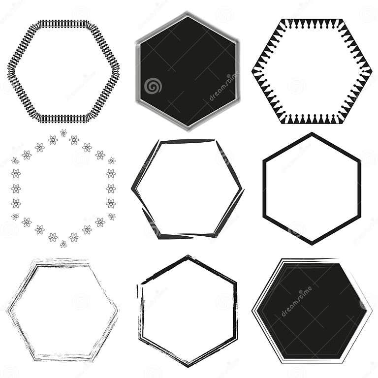 Hexagon Frame Designs. Geometric Decorative Borders. Vector ...