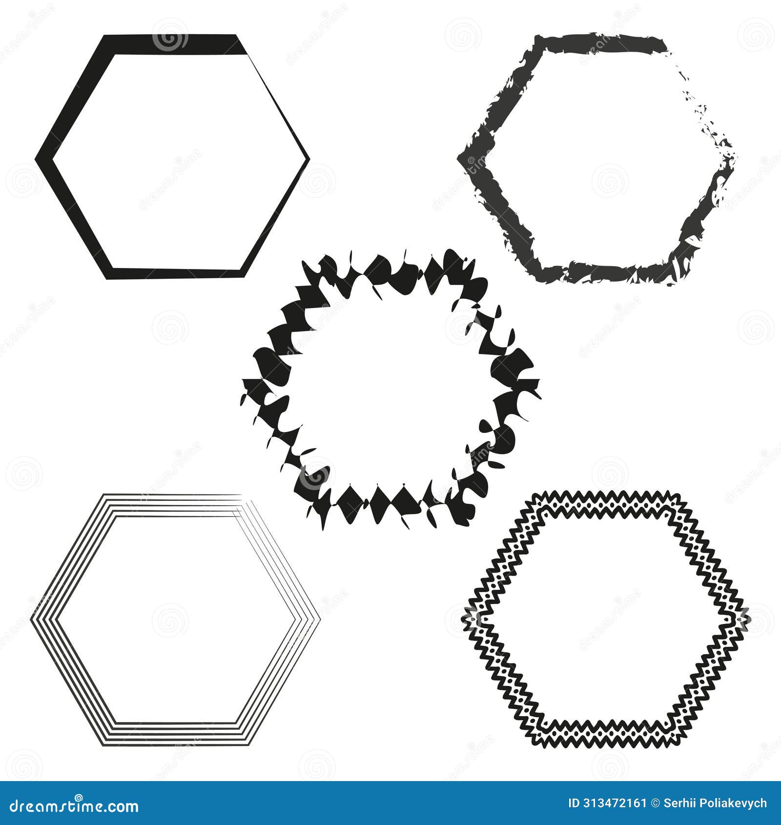 Hexagon Frames Collection. Decorative Borders Set. Geometric Design ...