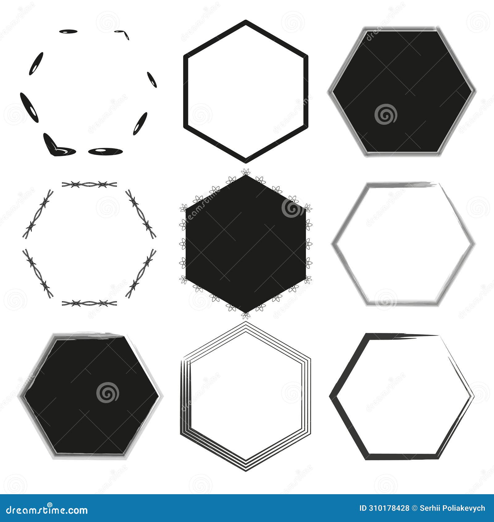 Hexagon Frames Geometric. Design Vector Black. Vector Illustration. EPS ...