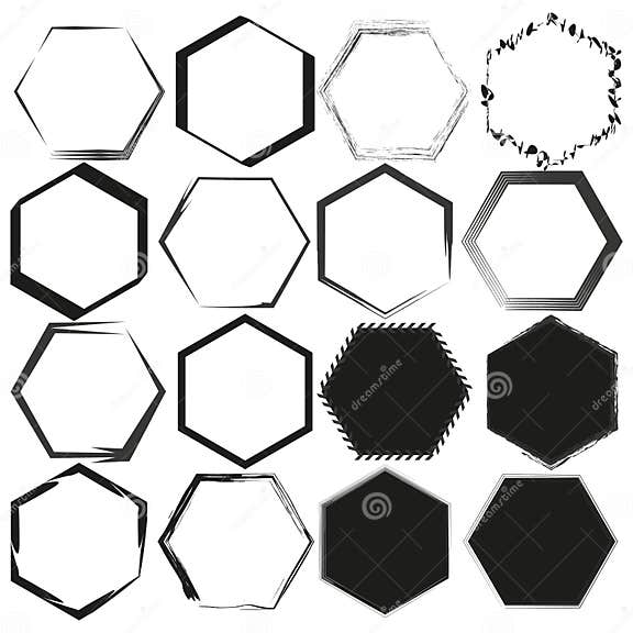 Hexagon Frames Set. Geometric Shapes Collection. Abstract Design ...