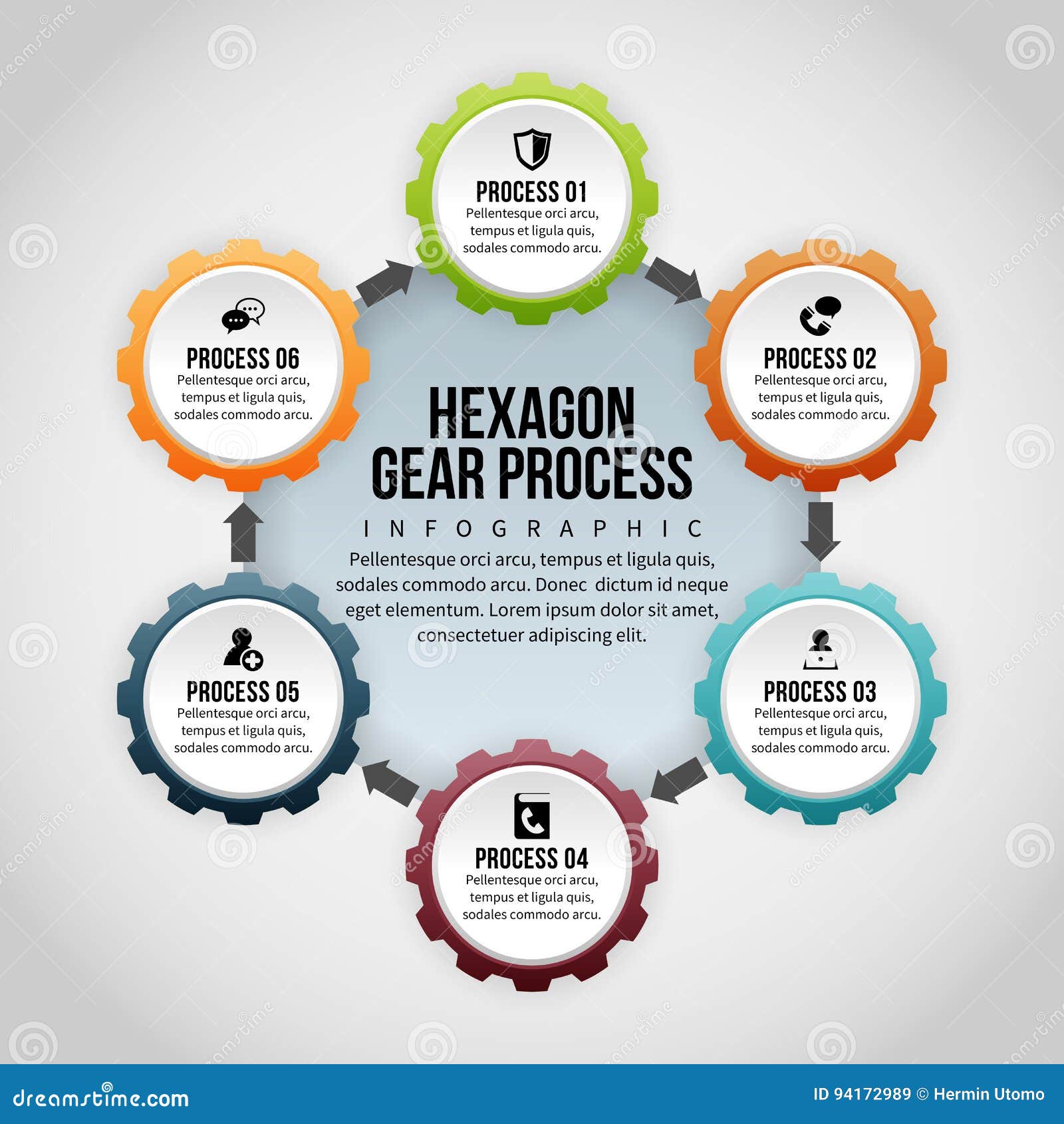 Hexagon Gear Process Infographic Stock Vector - Illustration of icon ...