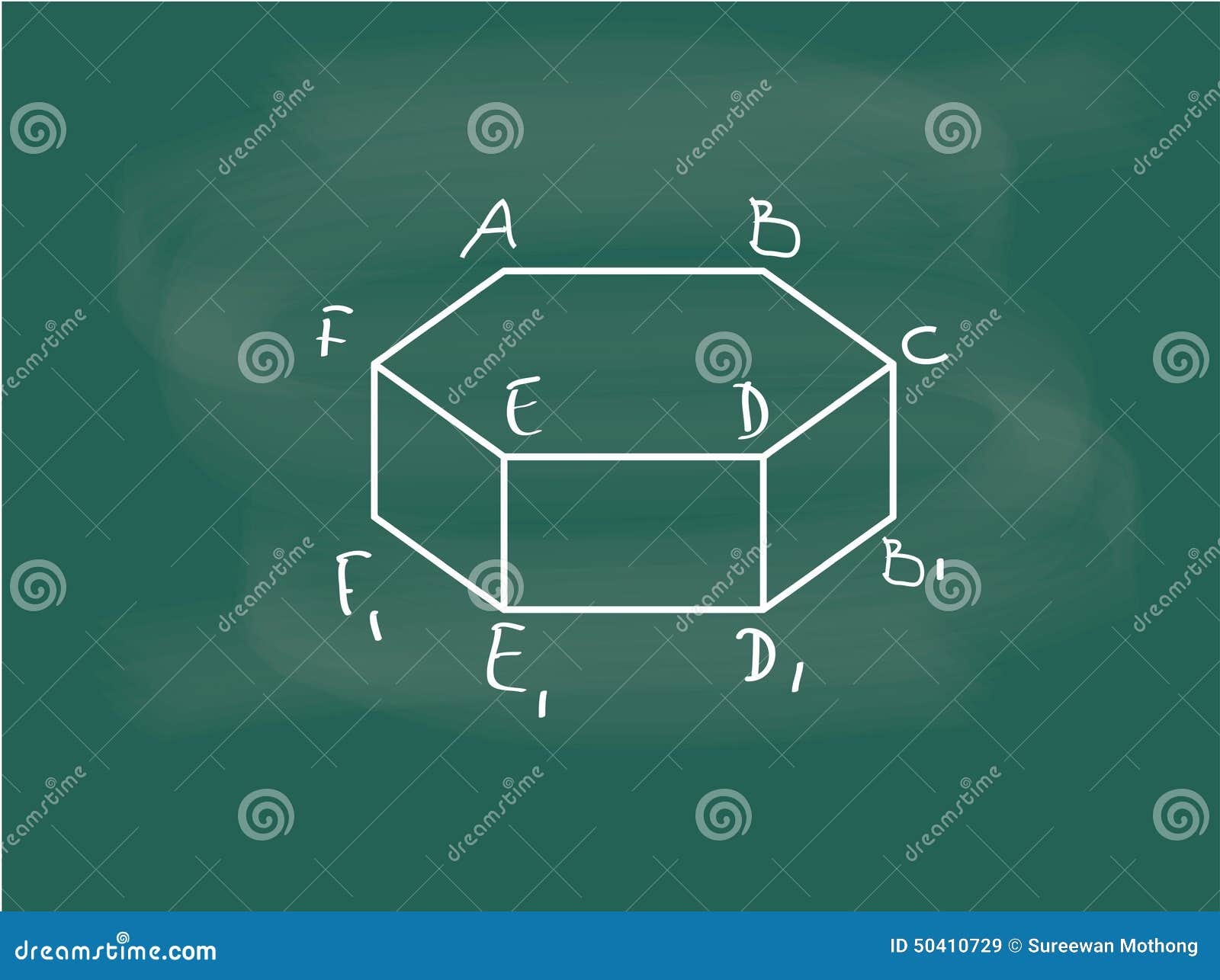 Hexagon Graphic and Mathematical Formulas on the Blackboard Chalk Stock ...