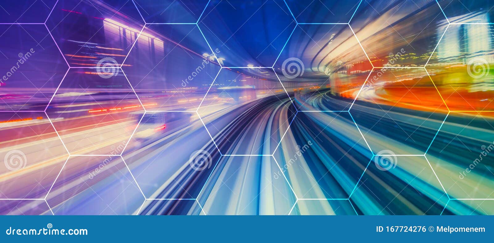 Hexagon Grid with High Speed Motion Blur Stock Photo - Image of empty ...