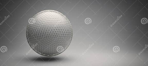 Hexagon Grid Protecting a White Sphere - 3D Rendered Illustration Stock ...