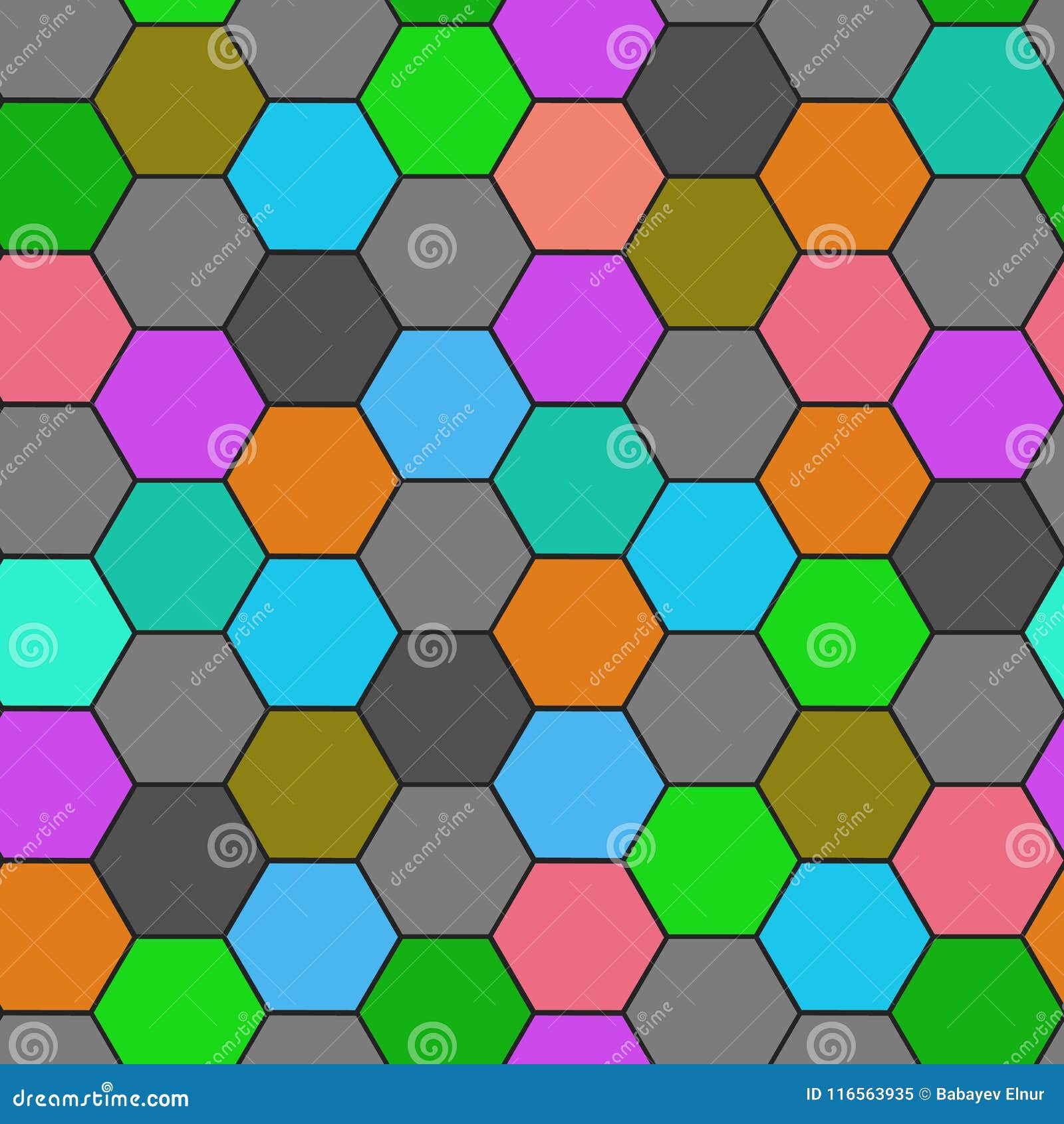 Hexagon Grid Seamless Vector Background. Stylized Polygons Six Corners ...