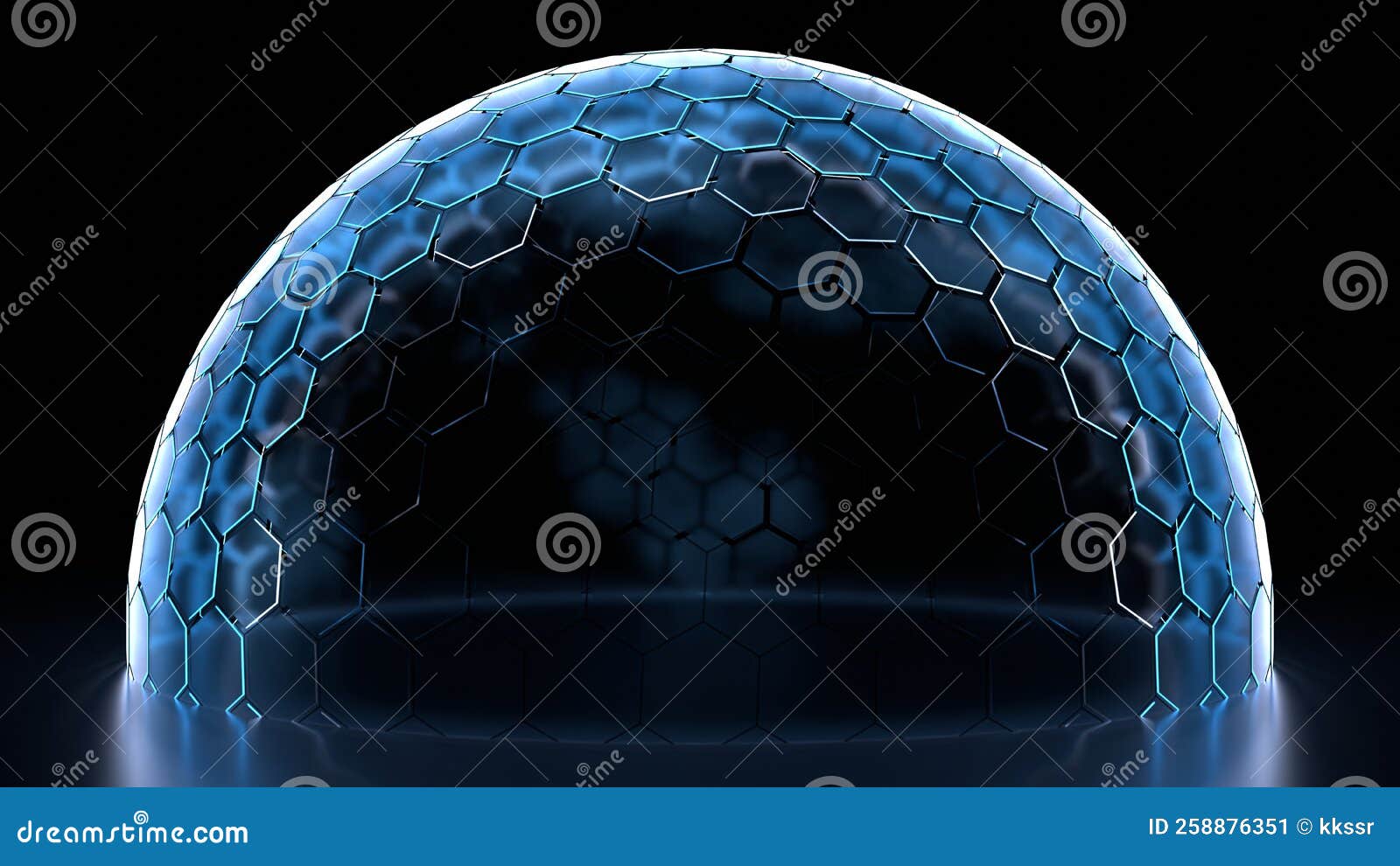 Hexagon Grid Sphere Nano Shield with Glowing Edge Color on Reflection ...